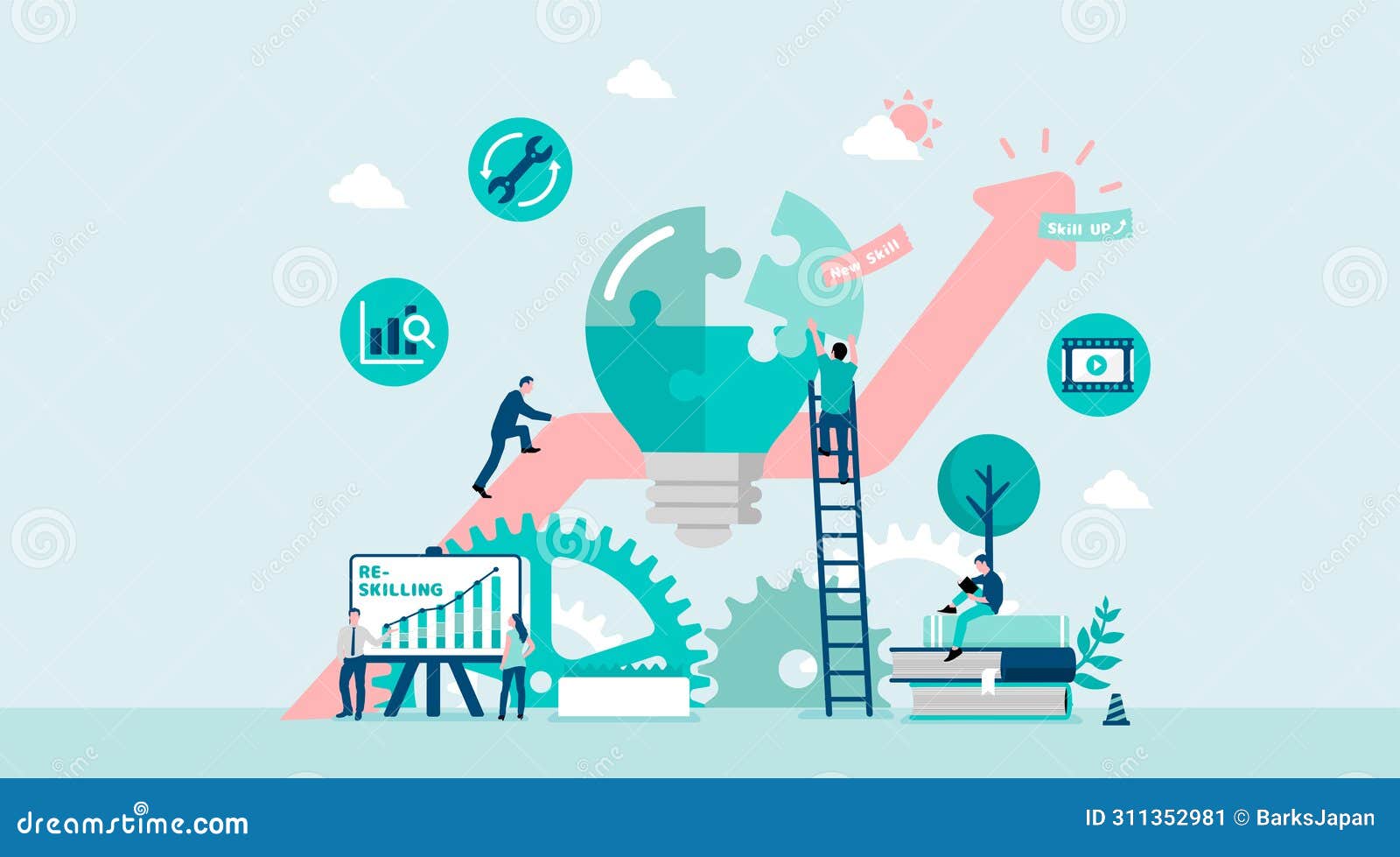 Reskilling ( Upskilling ) Banner Illustration | CartoonDealer.com ...