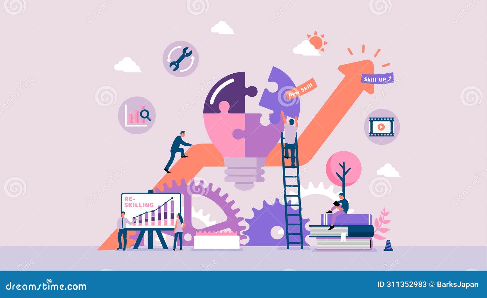 Reskilling ( Upskilling ) Banner Illustration Stock Vector ...