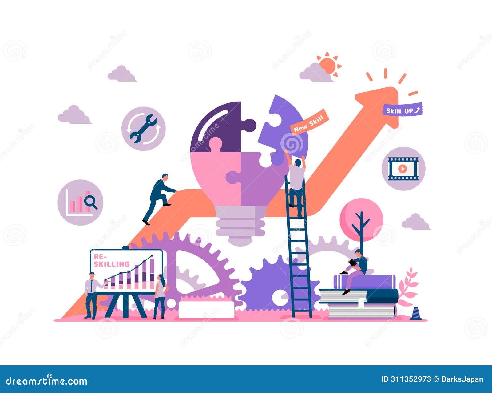 Reskilling ( Upskilling ) Banner Illustration Stock Vector ...
