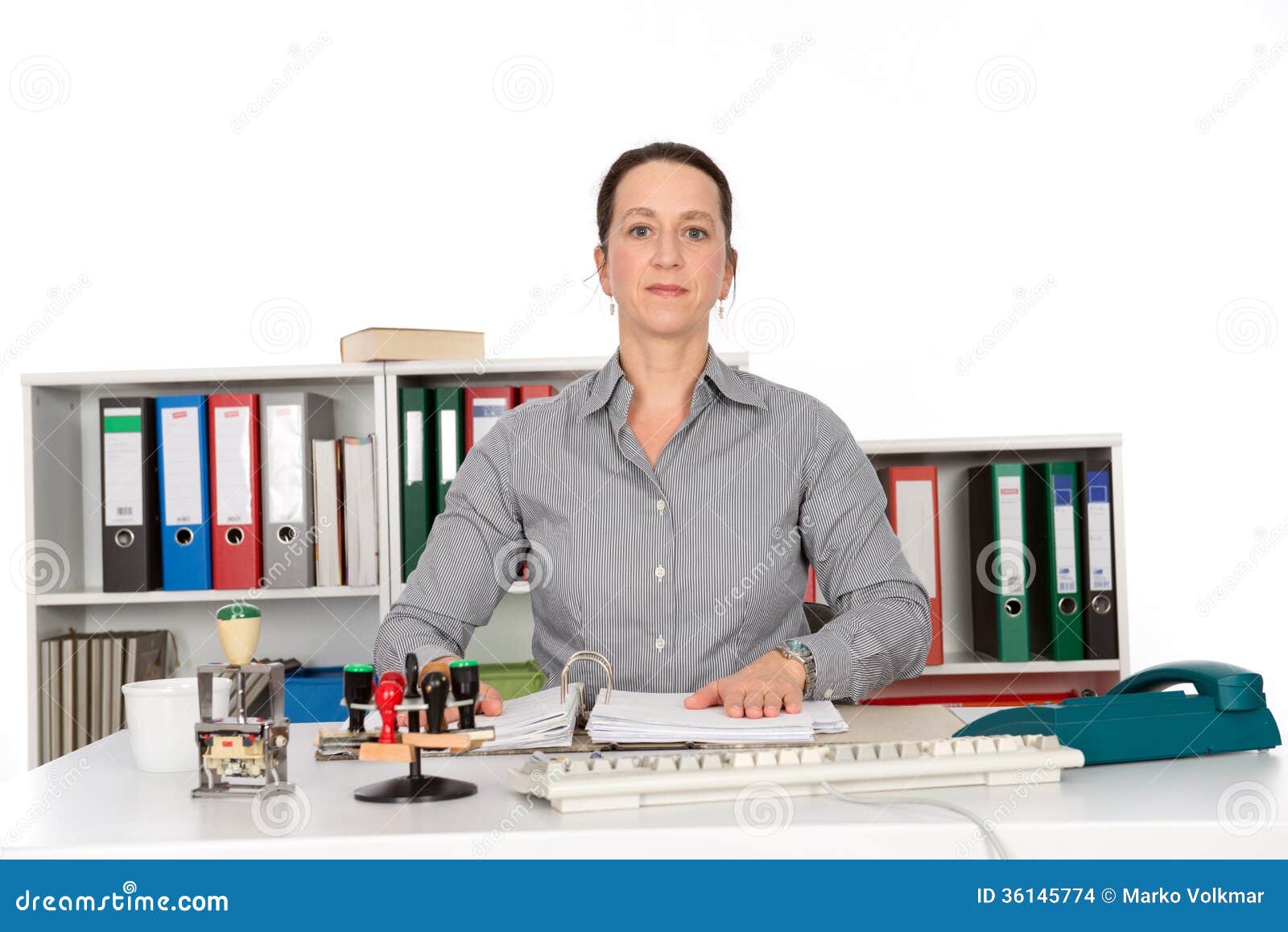 Resolute Businesswoman stock photo. Image of desk, agency - 36145774