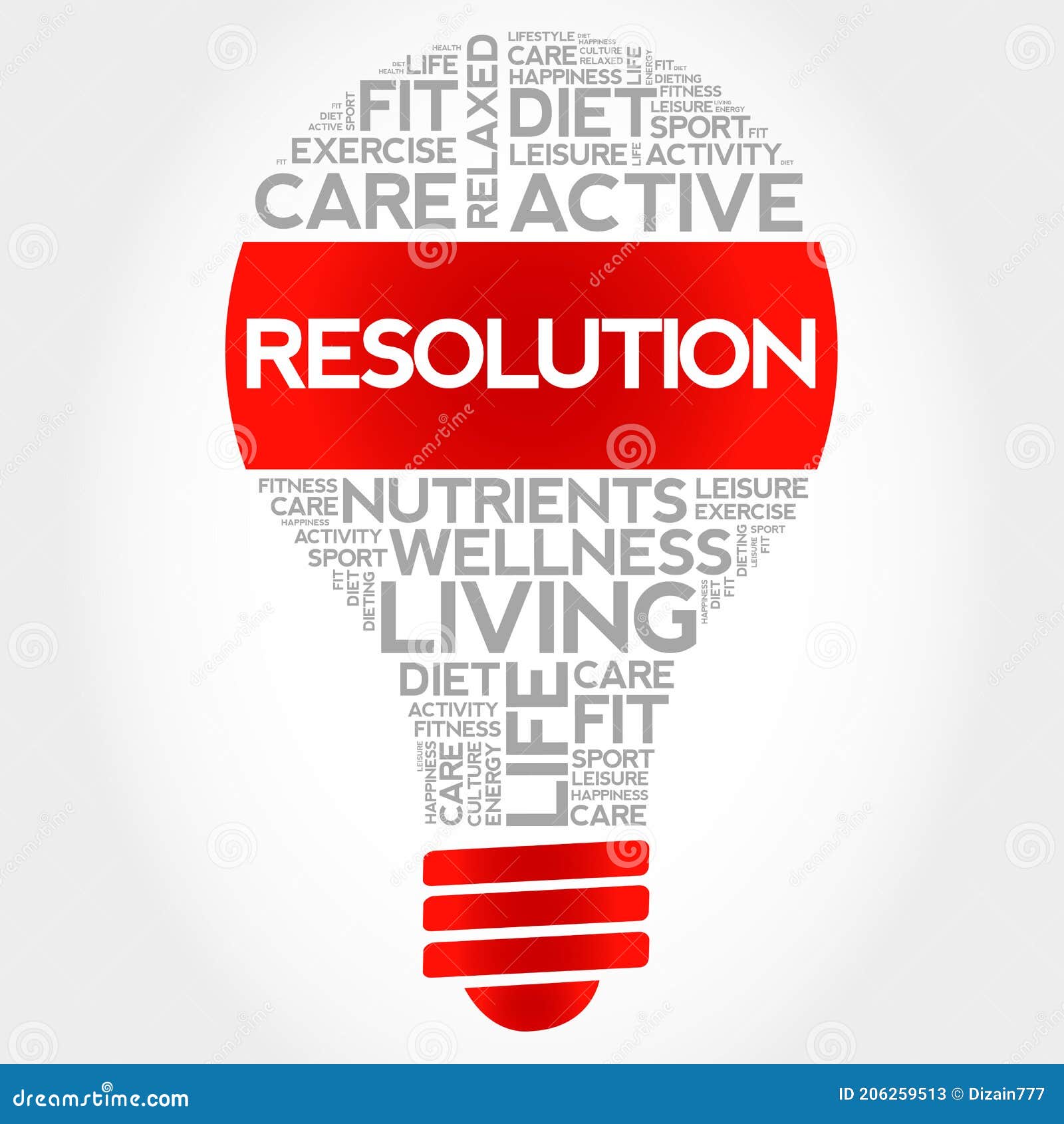 RESOLUTION bulb word cloud stock illustration. Illustration of ...
