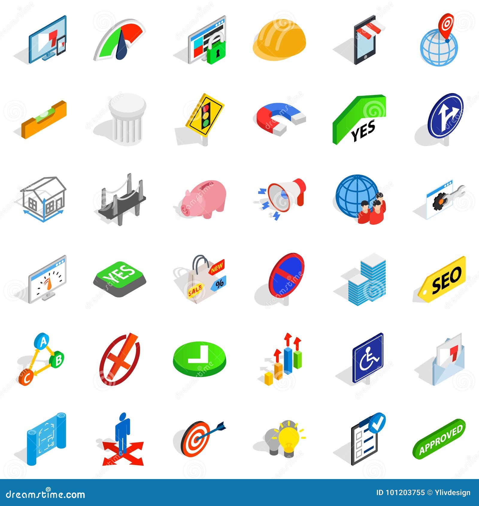 Resolution Icons Set, Isometric Style Stock Vector - Illustration of ...