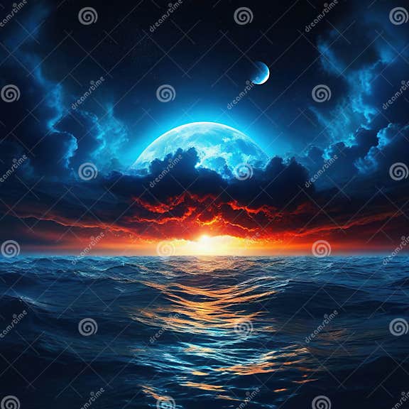 Resolution or View from Night Landscape with Universe Made from Molten ...