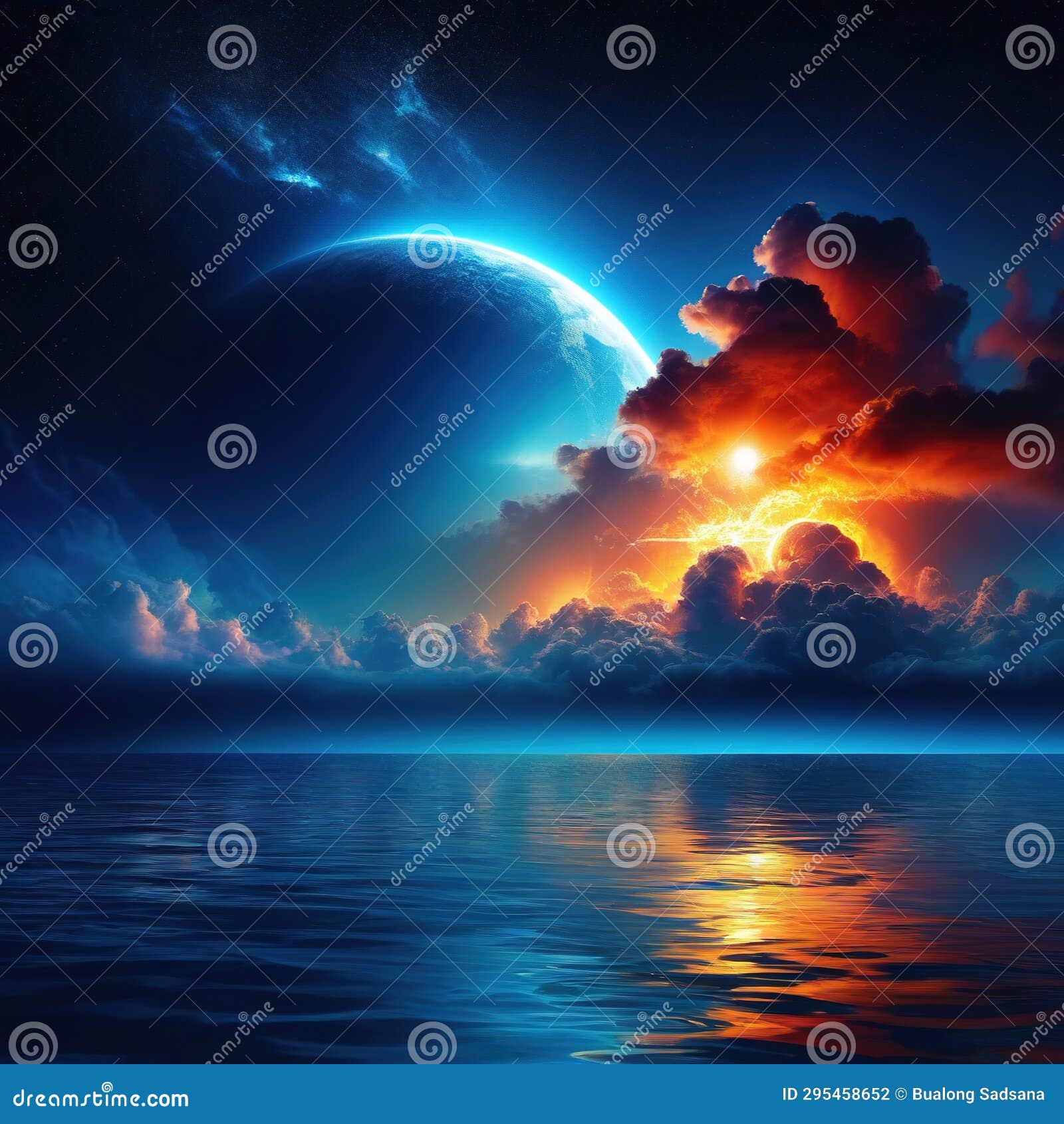 Resolution or View from Night Landscape with Universe Made from Molten ...