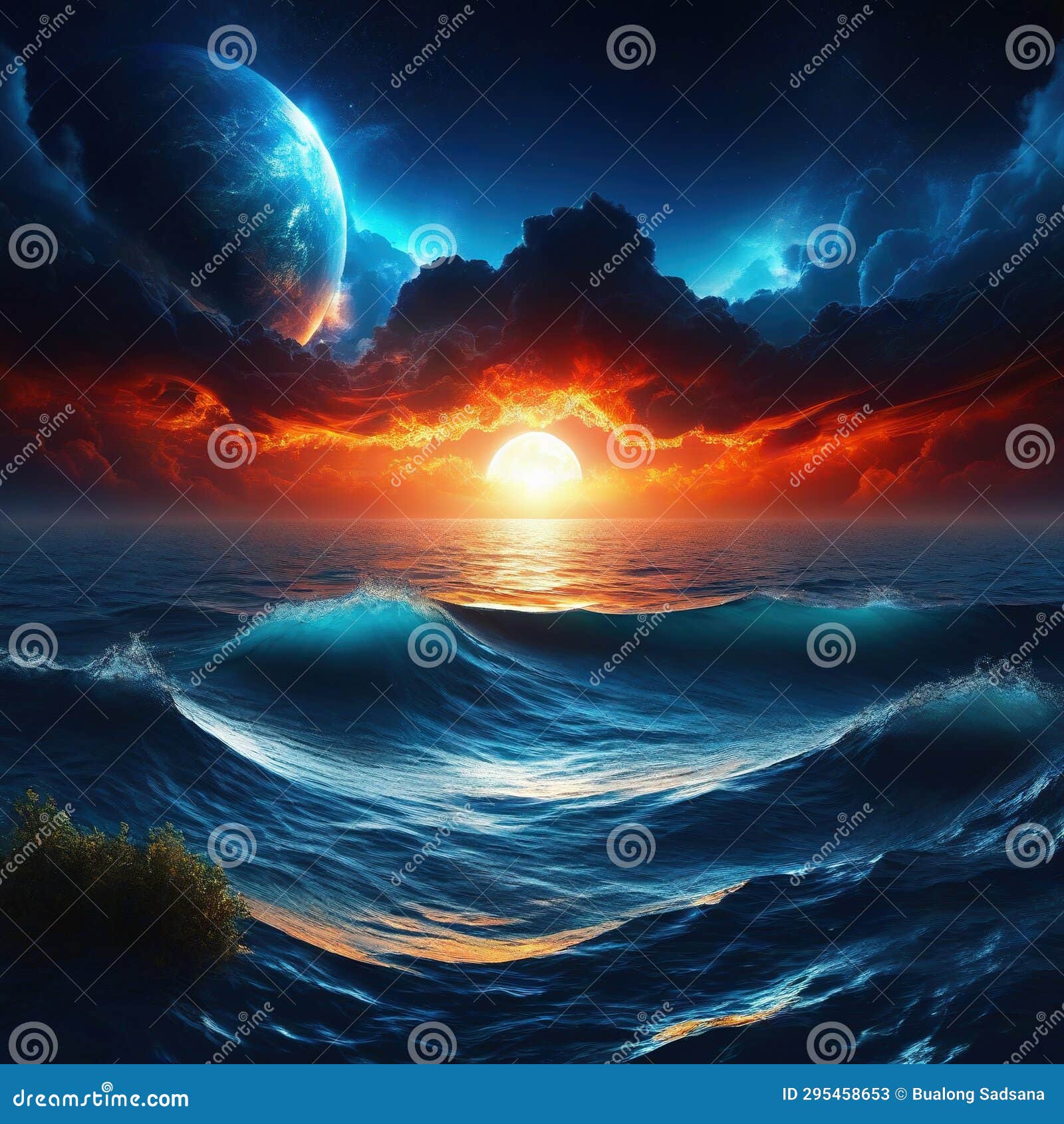 Resolution or View from Night Landscape with Universe Made from Molten ...