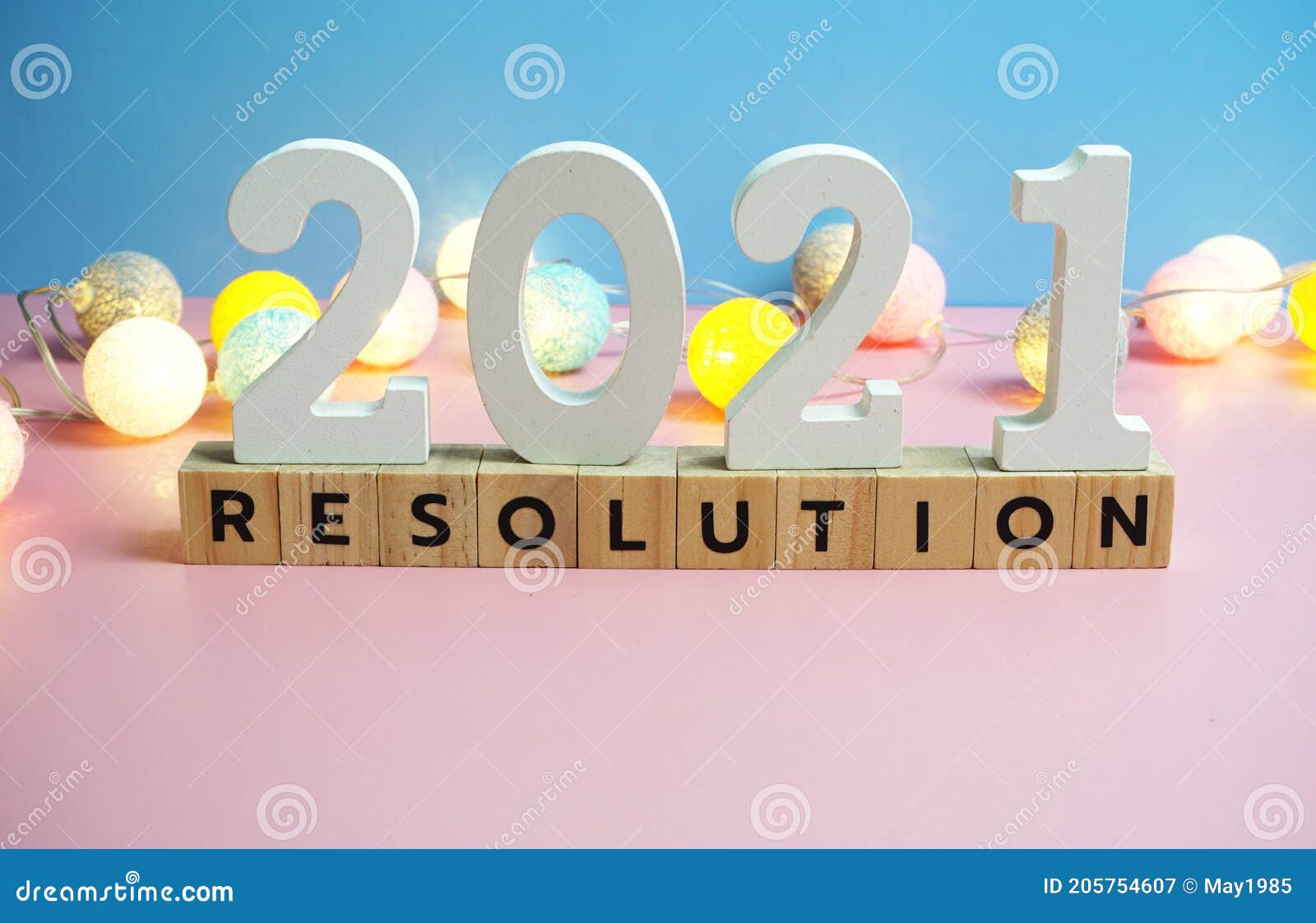 Resolution 2021 Word Alphabet Letters on Pink and Blue Background Stock ...