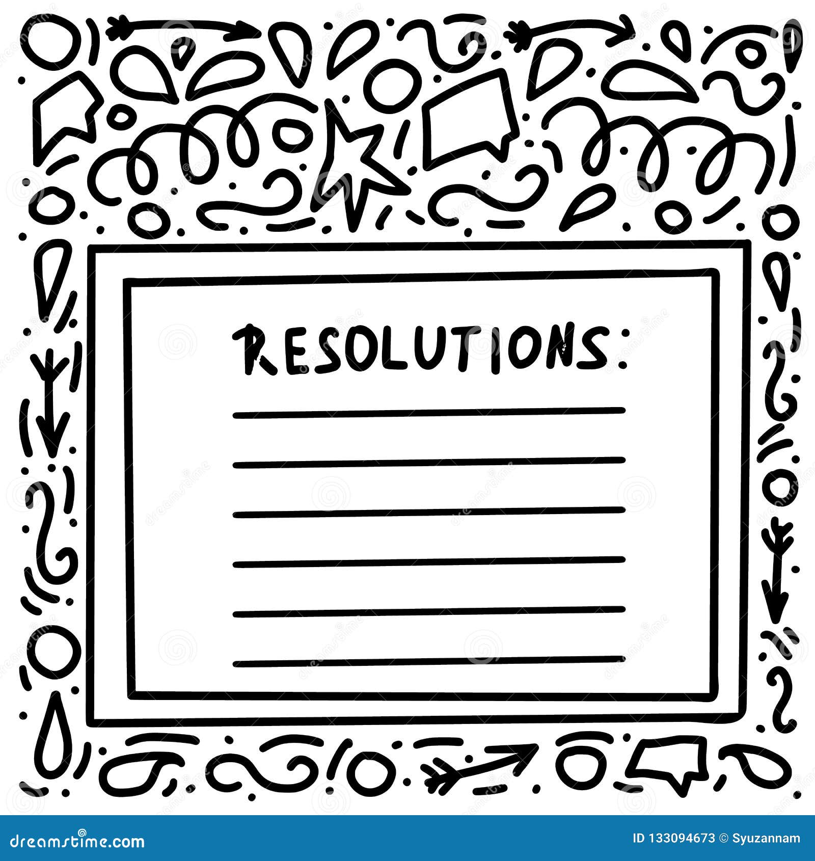Resolutions Template. Blank for Goals. Vector Illustration. Stock ...