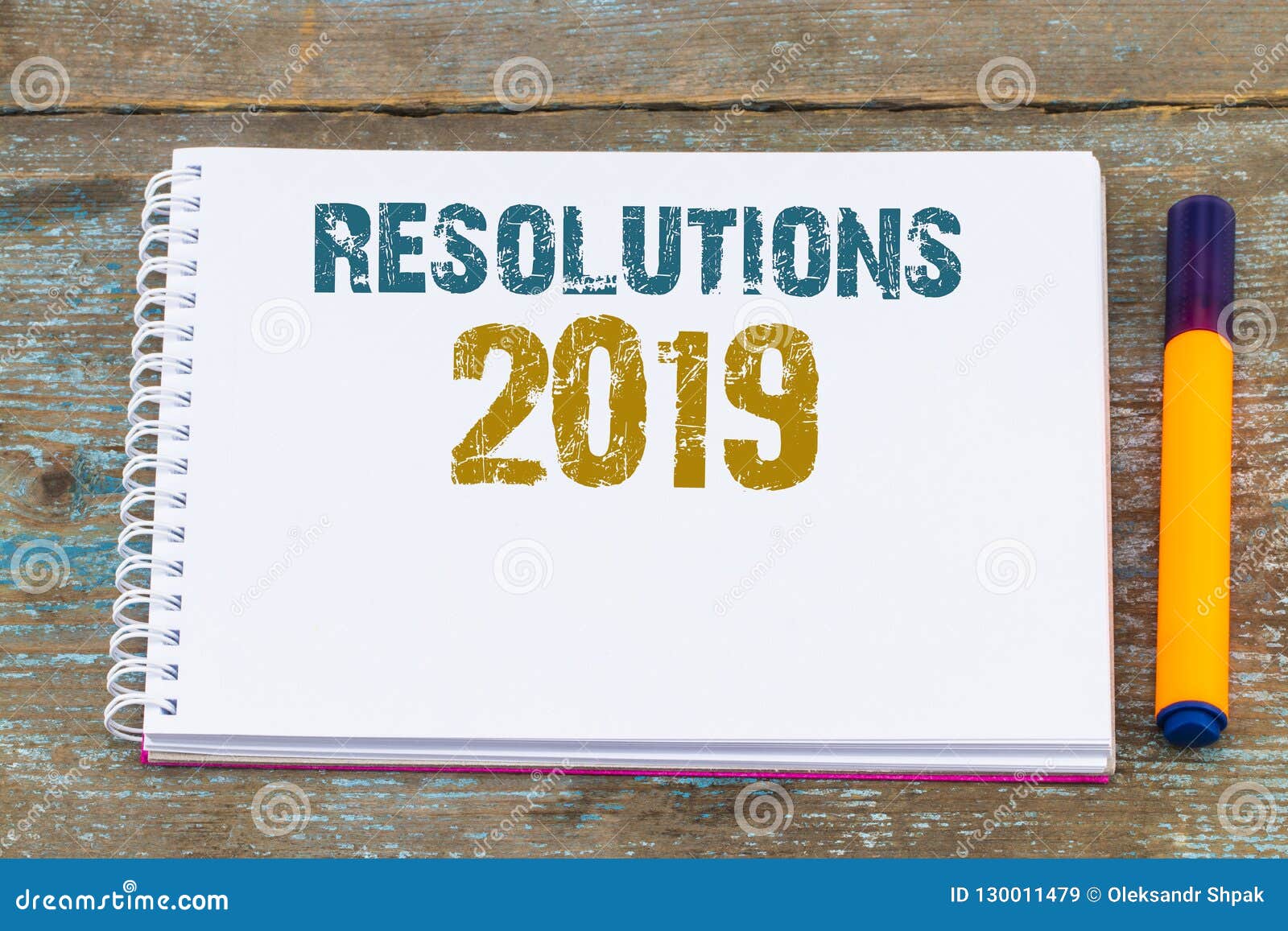 2019 Resolutions Text on Notebook Paper for Business Concept Stock ...