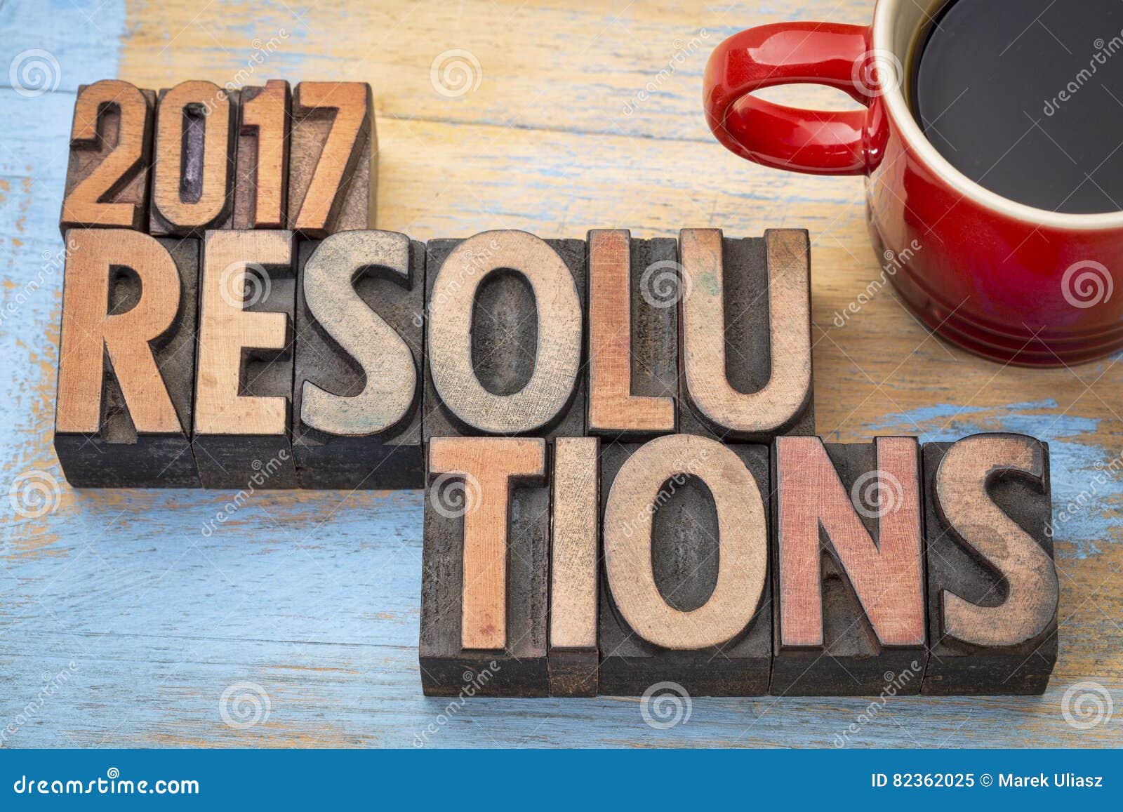 2017 Resolutions Word Abstract in Wood Type Stock Image - Image of ...