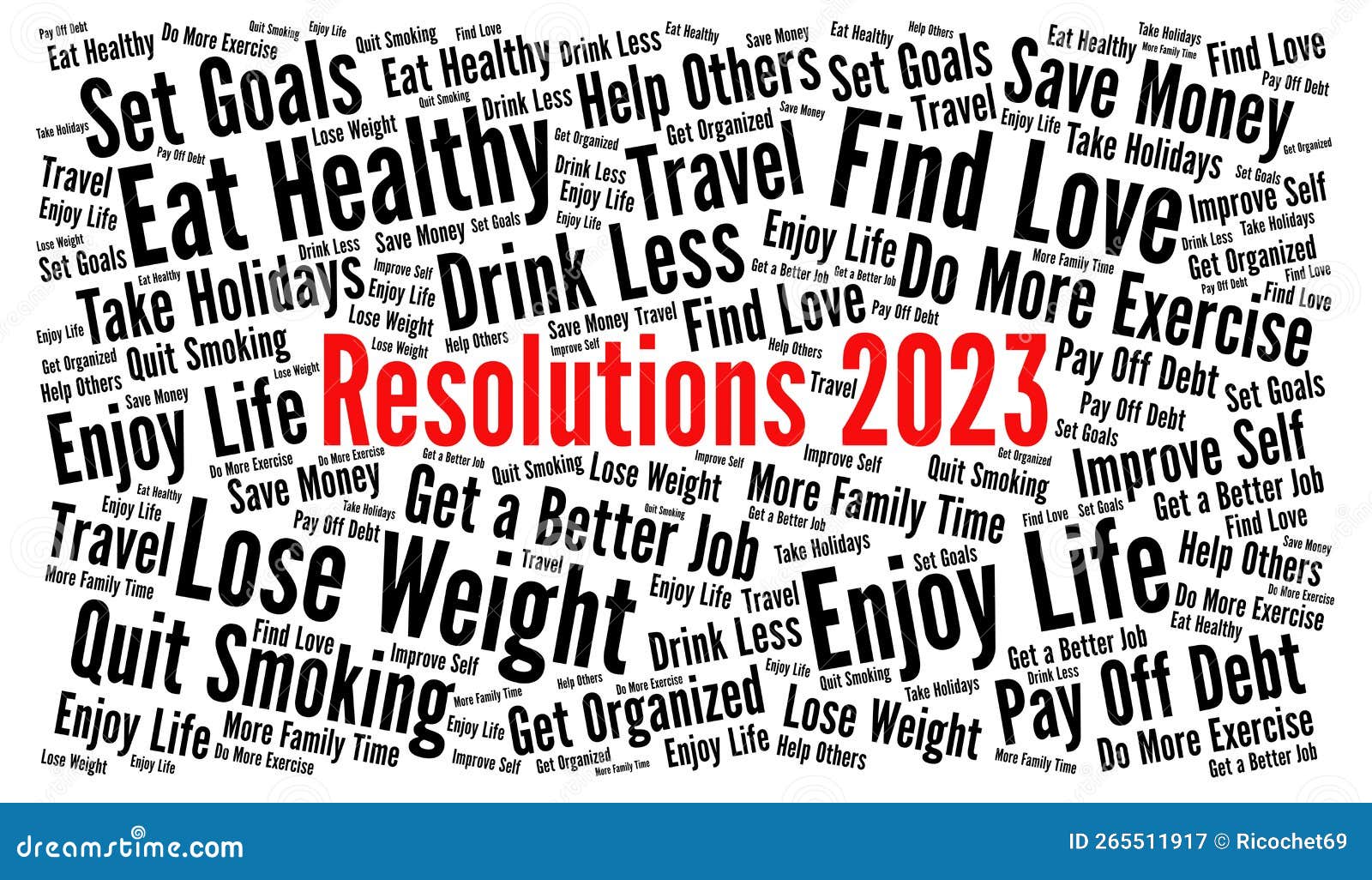 Resolutions 2023 Word Cloud Concept Stock Illustration - Illustration ...