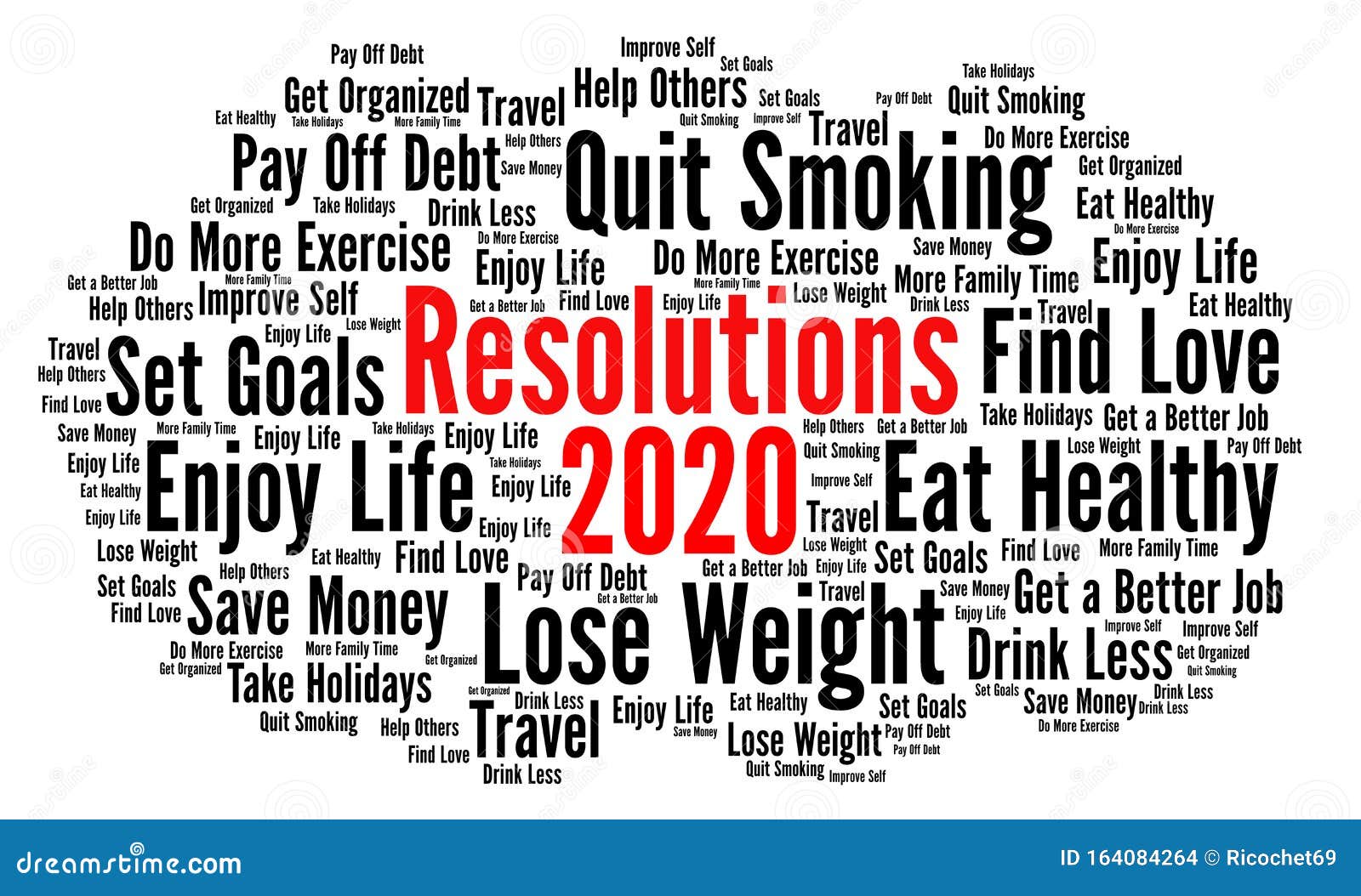 Resolutions 2020 Word Cloud Concept Stock Illustration - Illustration ...