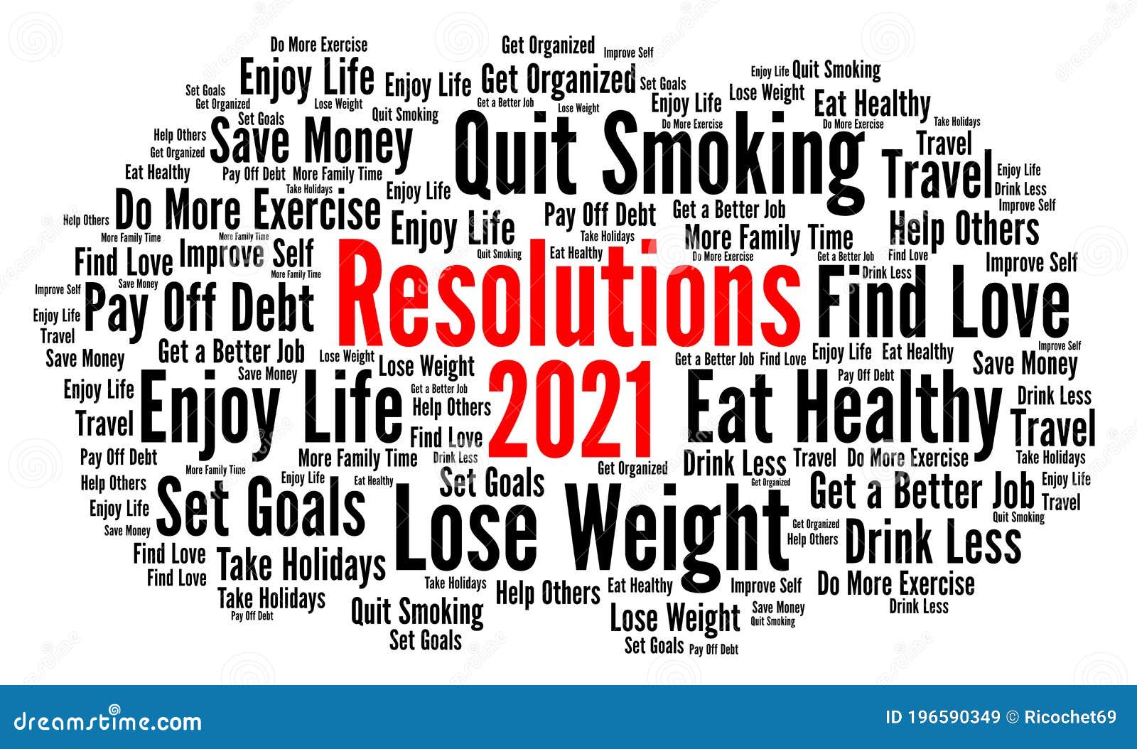 Resolutions 2021 Word Cloud Concept Stock Illustration - Illustration ...