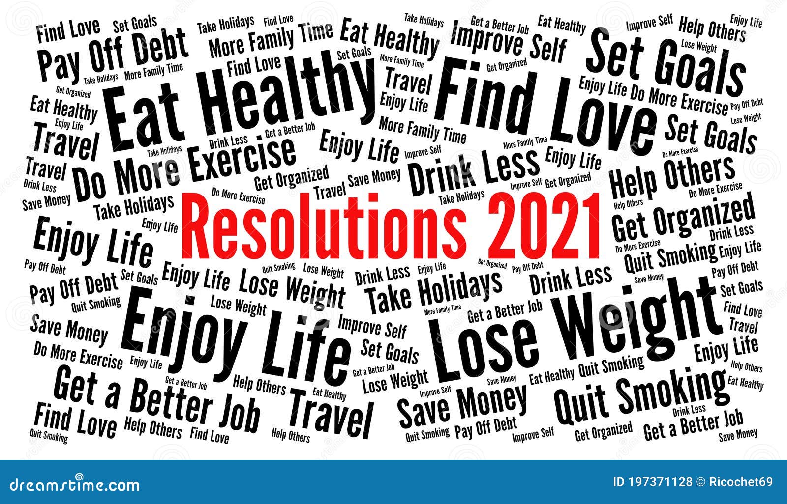 Resolutions 2021 Word Cloud Concept Stock Illustration - Illustration ...