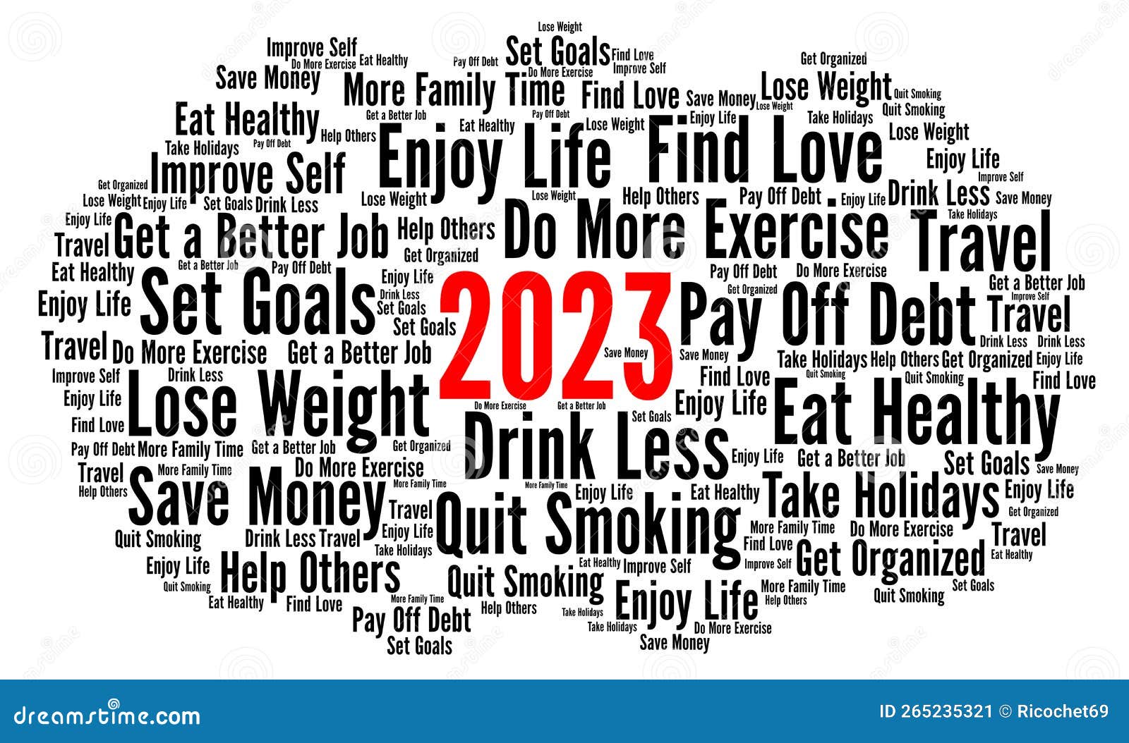 Resolutions 2023 Word Cloud Concept Stock Illustration - Illustration ...