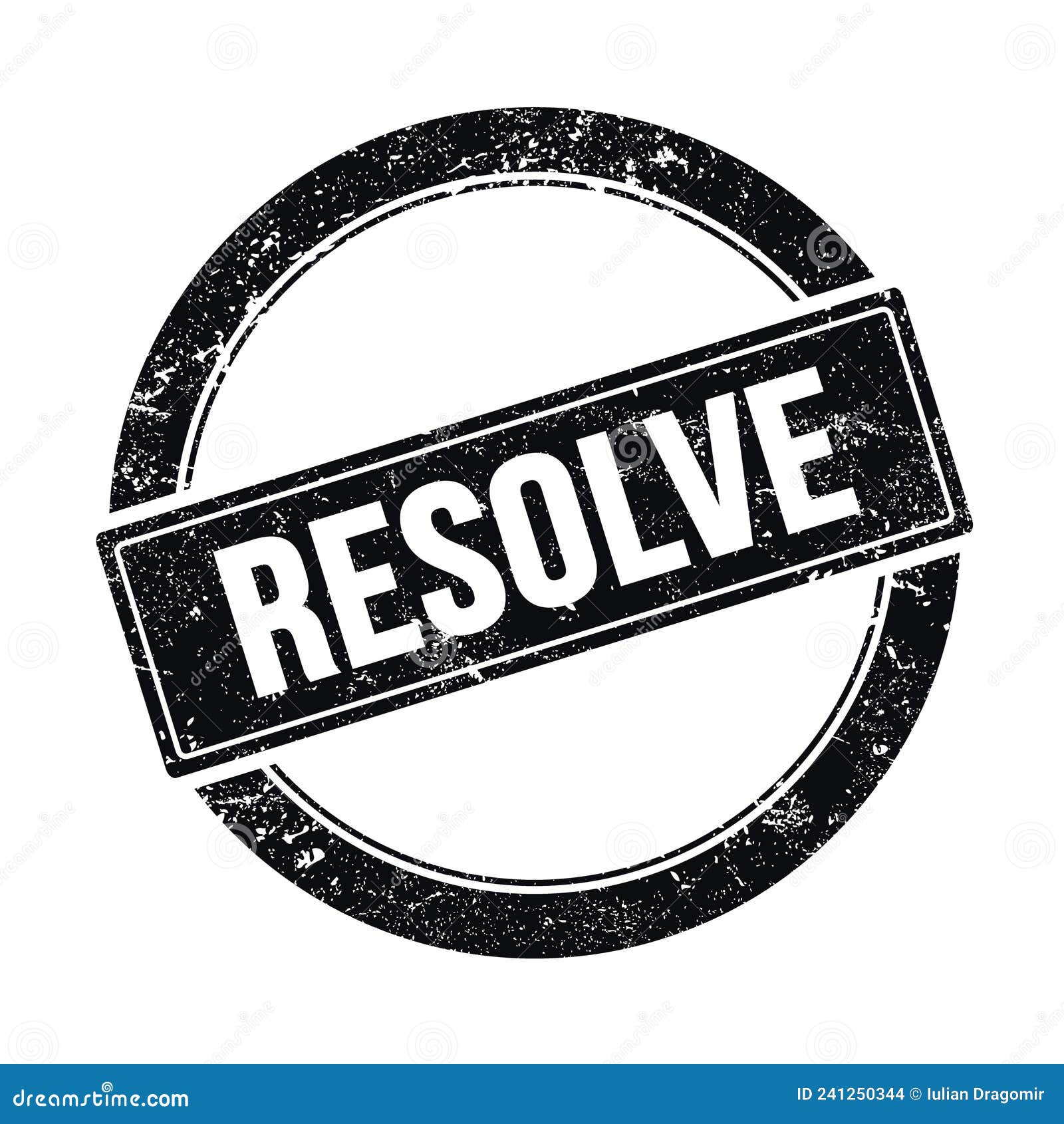 RESOLVE Text on Black Grungy Round Stamp Stock Illustration ...