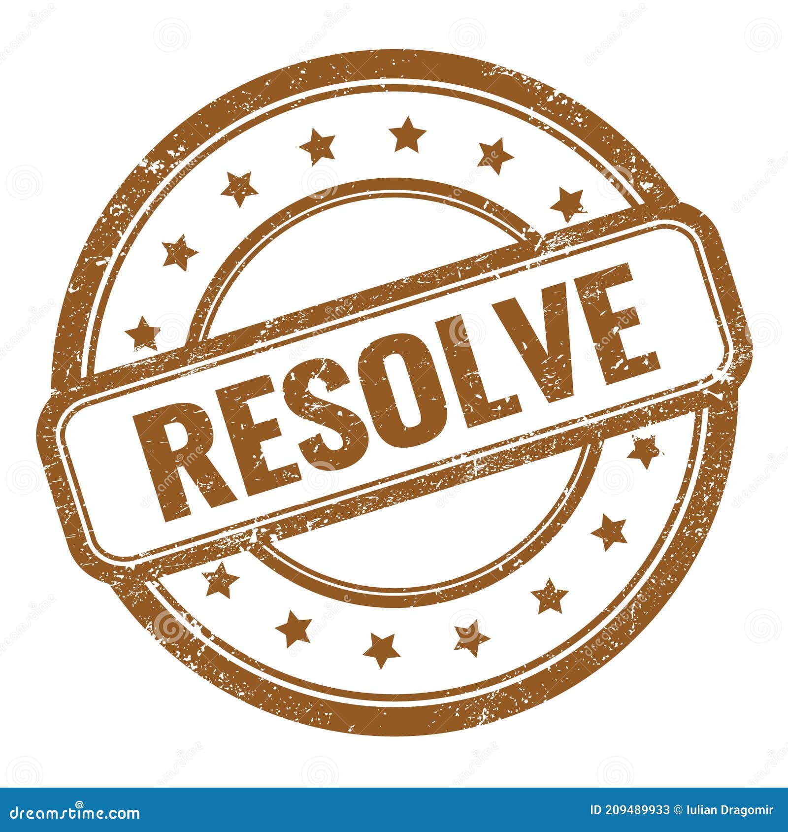 RESOLVE Text on Brown Grungy Vintage Round Stamp Stock Illustration ...
