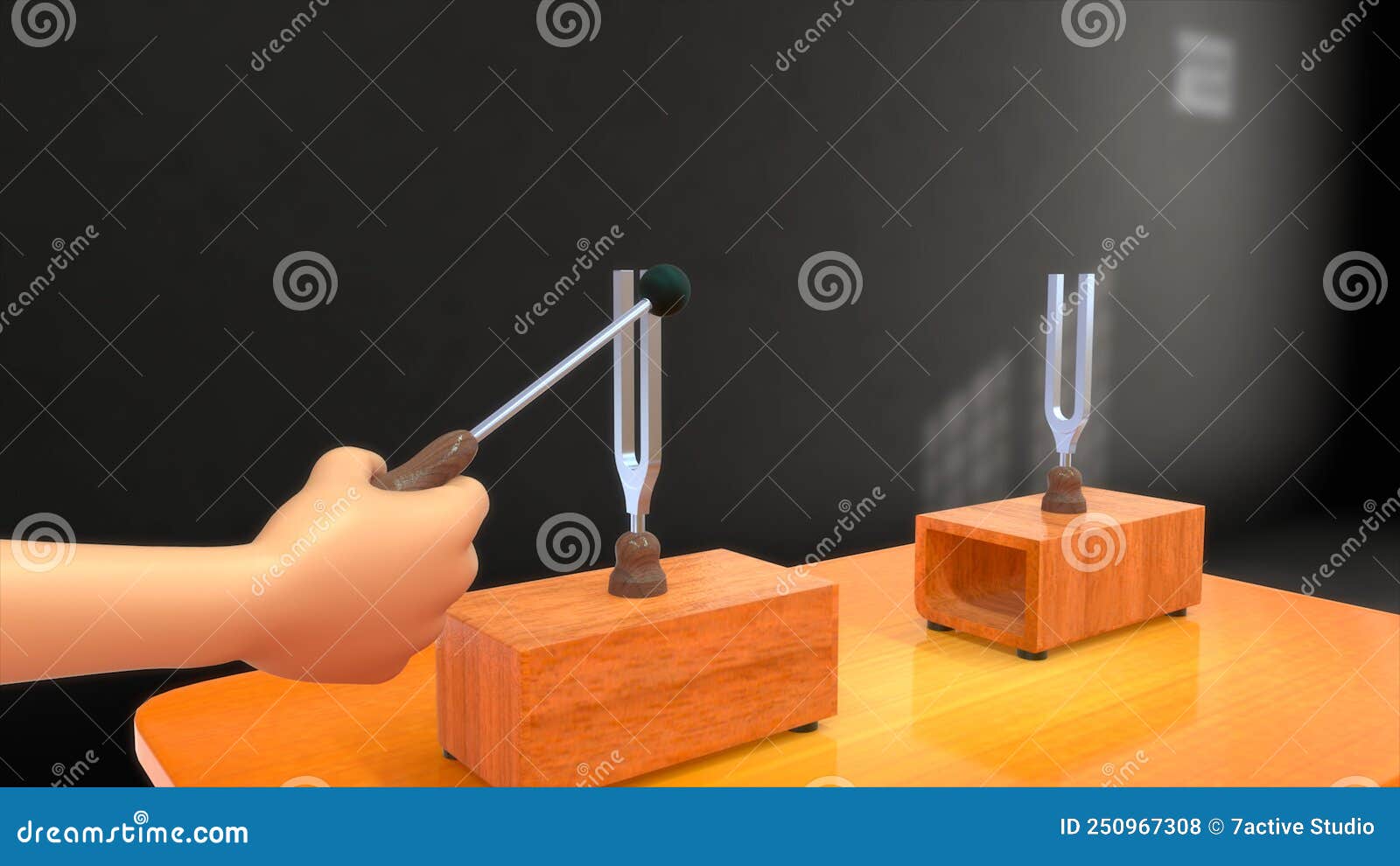 Resonance of Sound Waves by Tuning Fork Stock Illustration ...