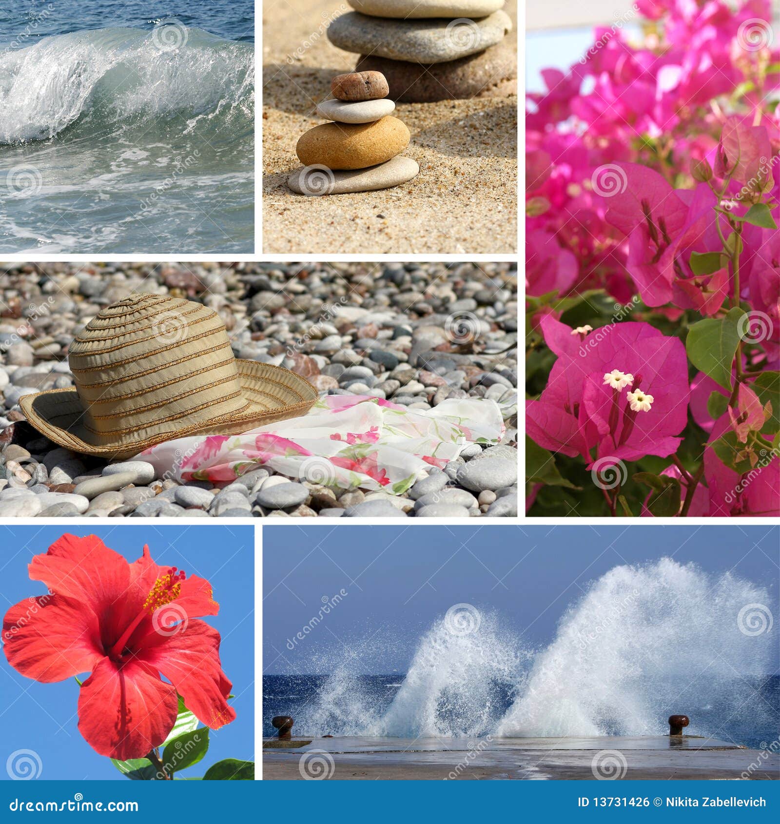 Resort collage2 stock photo. Image of bougainvillea, pebbles - 13731426