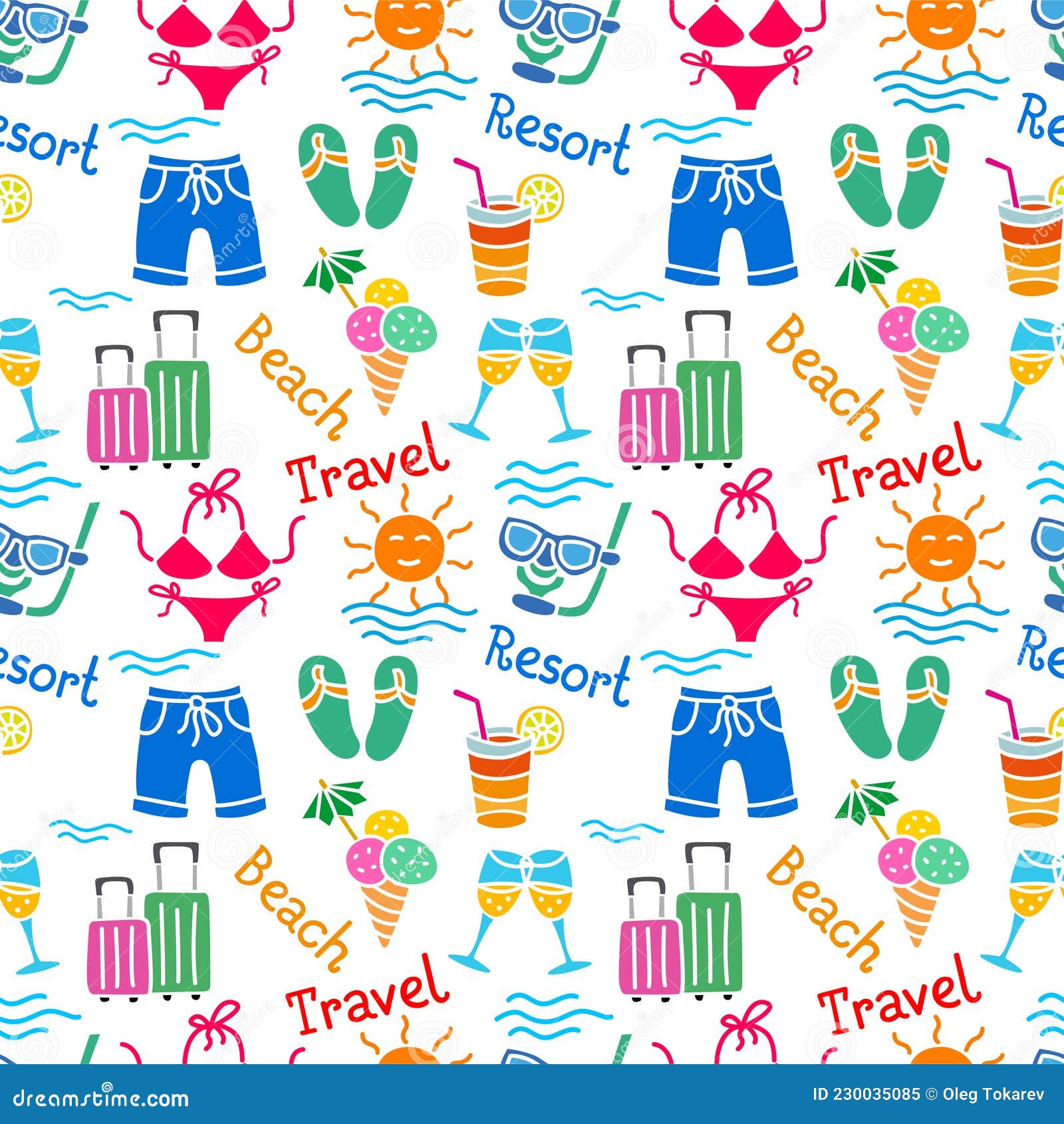 Resort Colorful Seamless Pattern Stock Vector - Illustration of ...