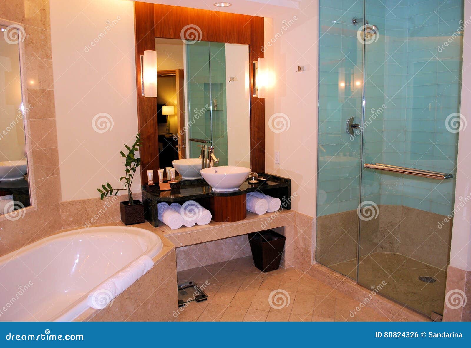Resort hotel bathrooom stock photo. Image of holiday - 80824326