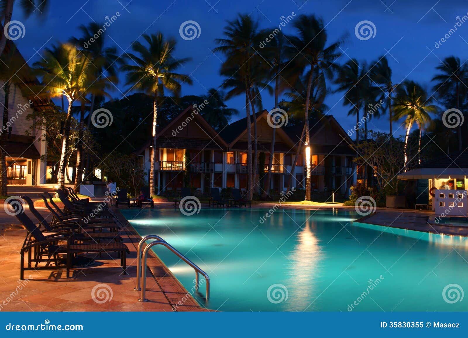 Resort hotel at night stock image. Image of night, lights - 35830355
