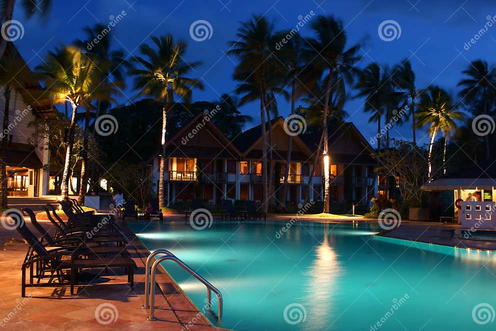 Resort hotel at night stock image. Image of night, lights - 35830355