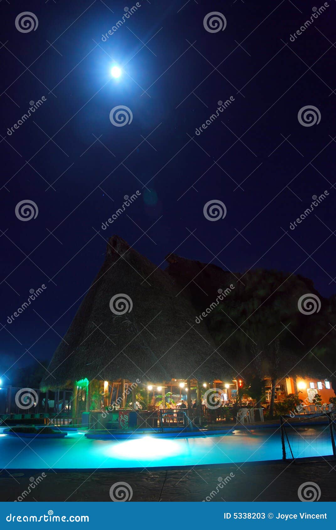 Resort Hotel/Pool at Night stock image. Image of resort - 5338203