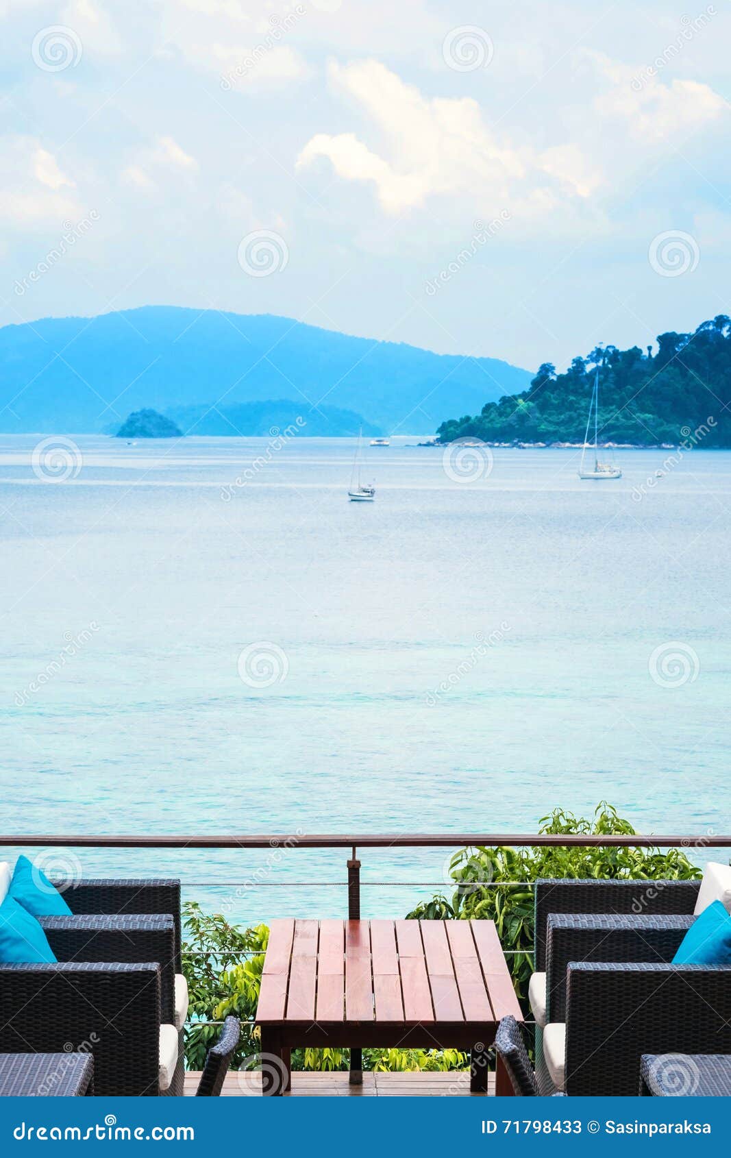 Resort Lounge Seating with Beautiful Ocean View Stock Image - Image of ...