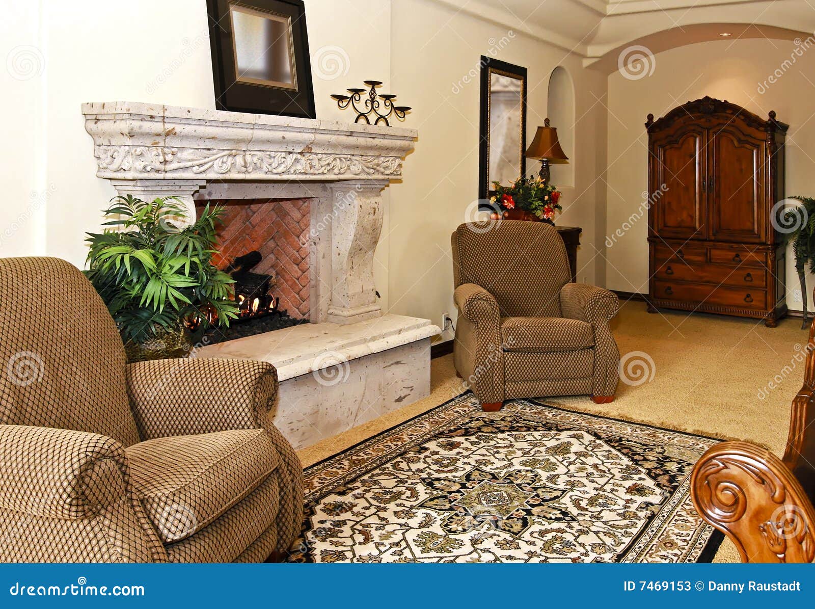 Resort Mansion Bedroom Suite with Fireplace Stock Image - Image of ...