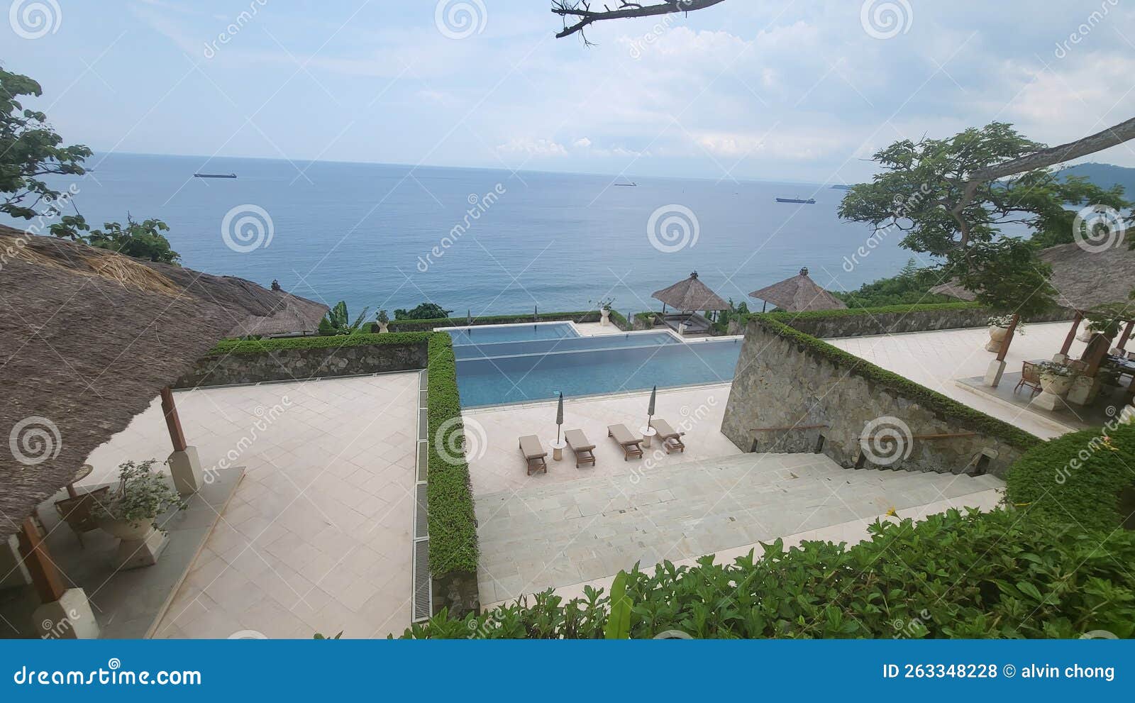 Resort with Ocean and Sea View Stock Photo - Image of landscape, view ...