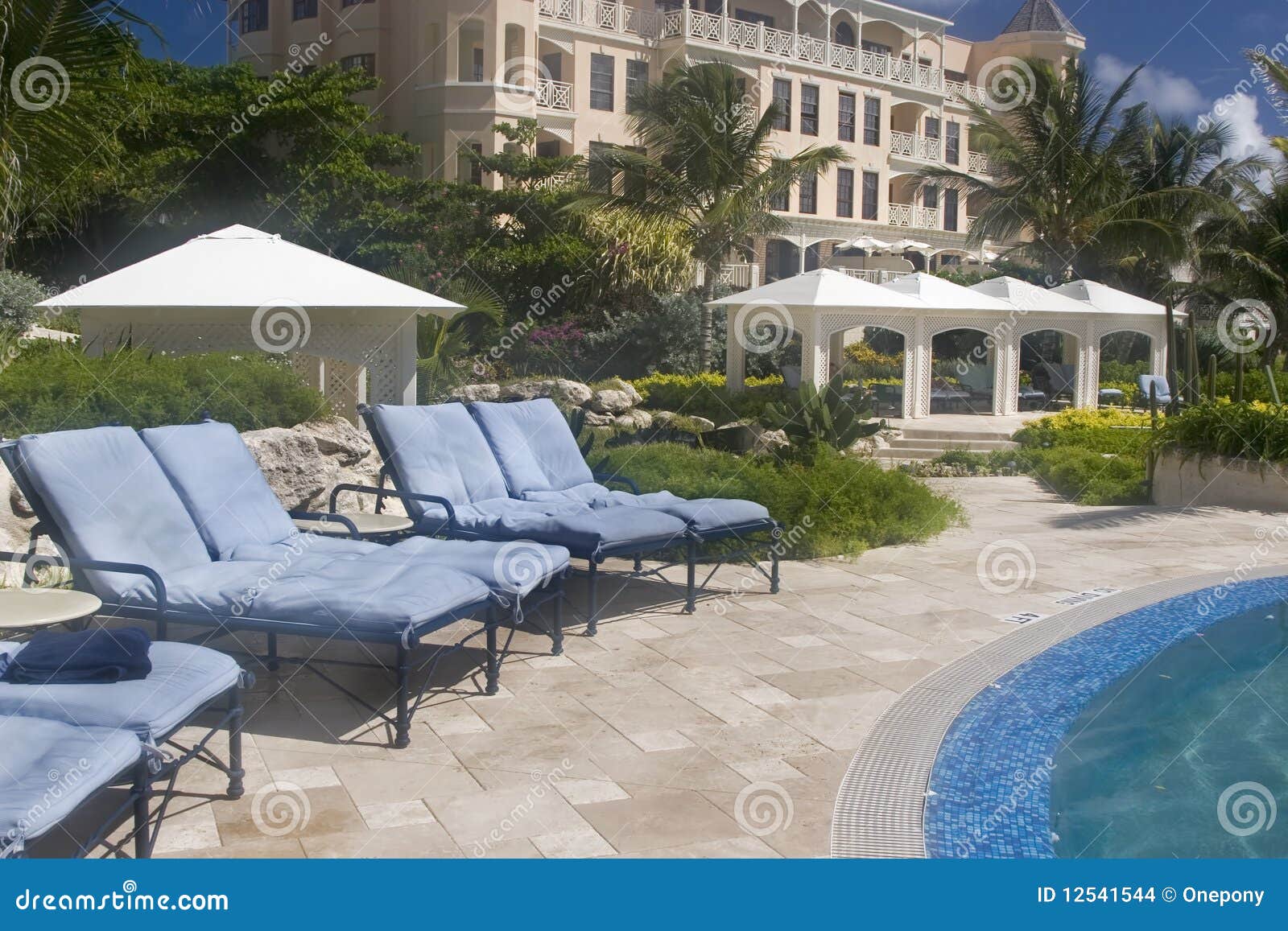 Resort Pool and Chairs stock photo. Image of travel, climate - 12541544