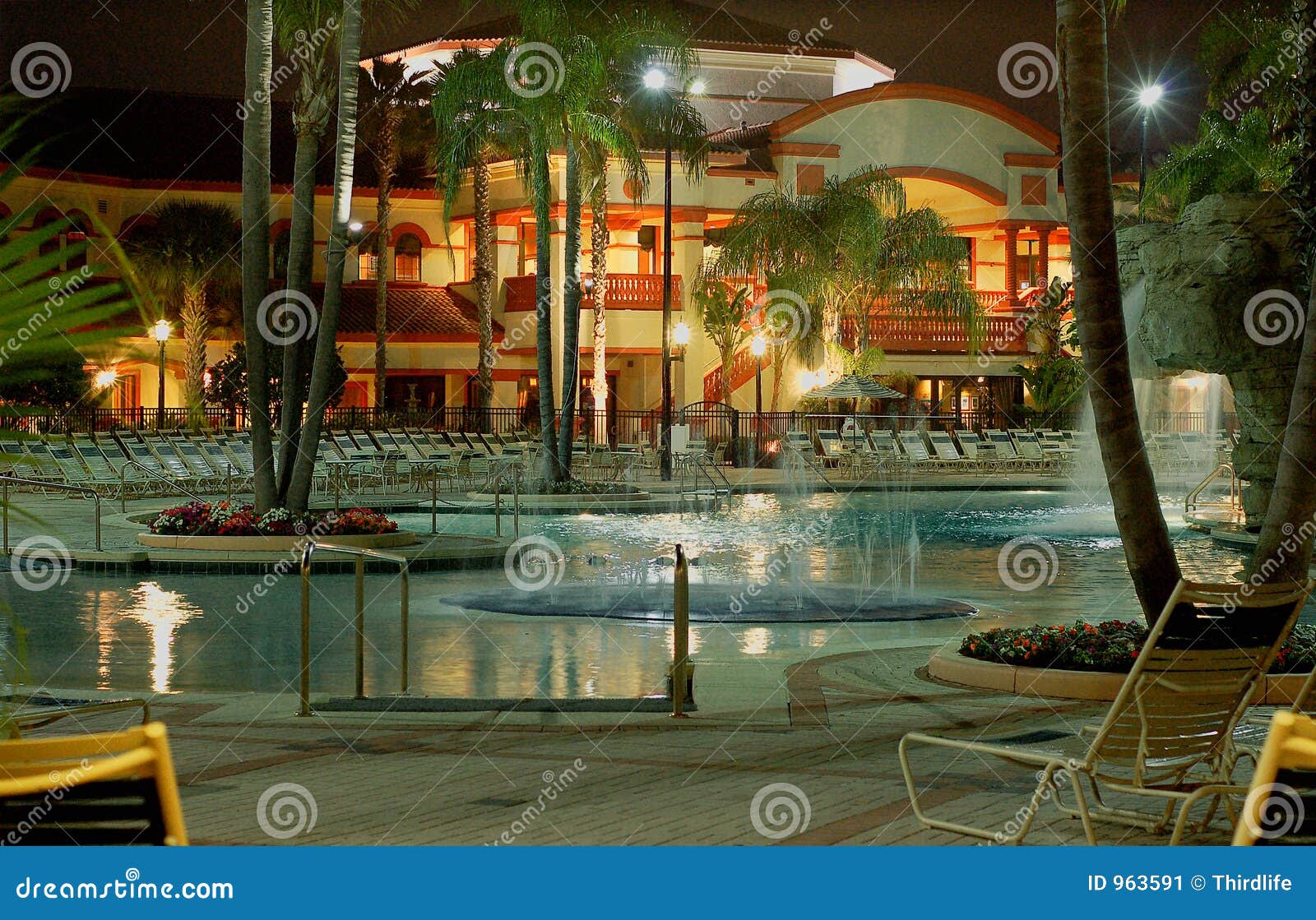 Resort Pool at Night on Vacation Stock Image - Image of vacation ...