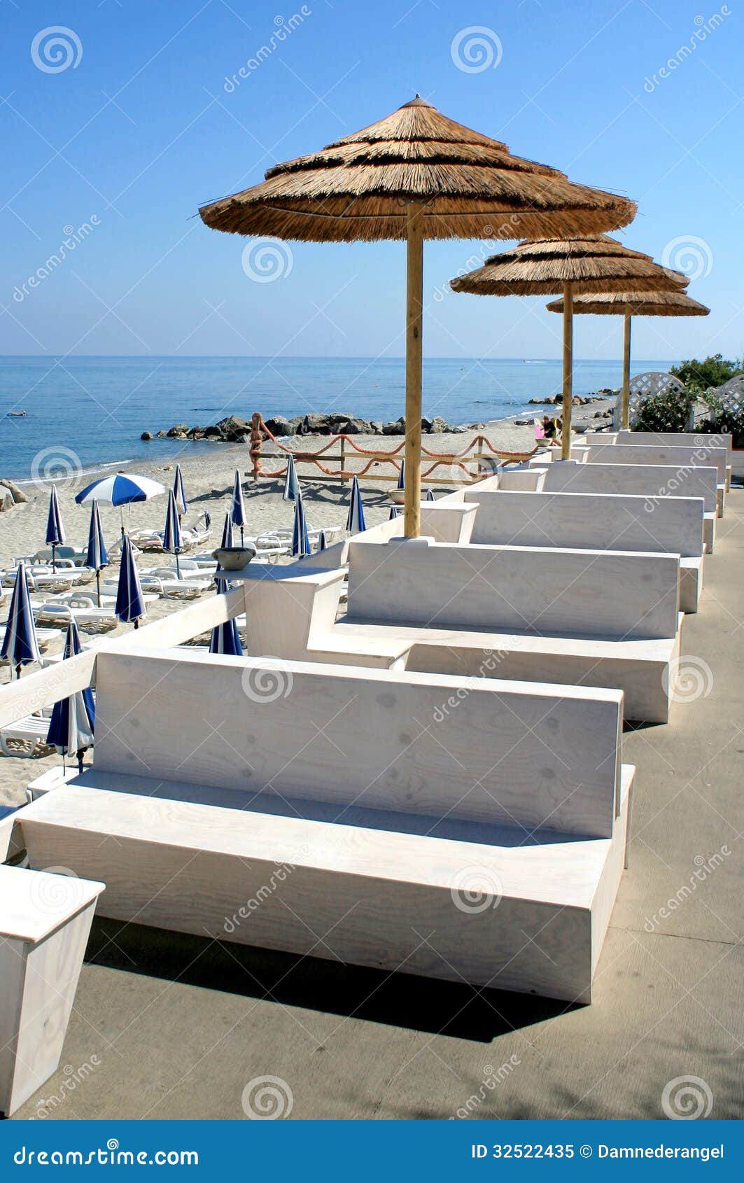 Resort Seating Seashore on the Beach Stock Image - Image of restaurant ...