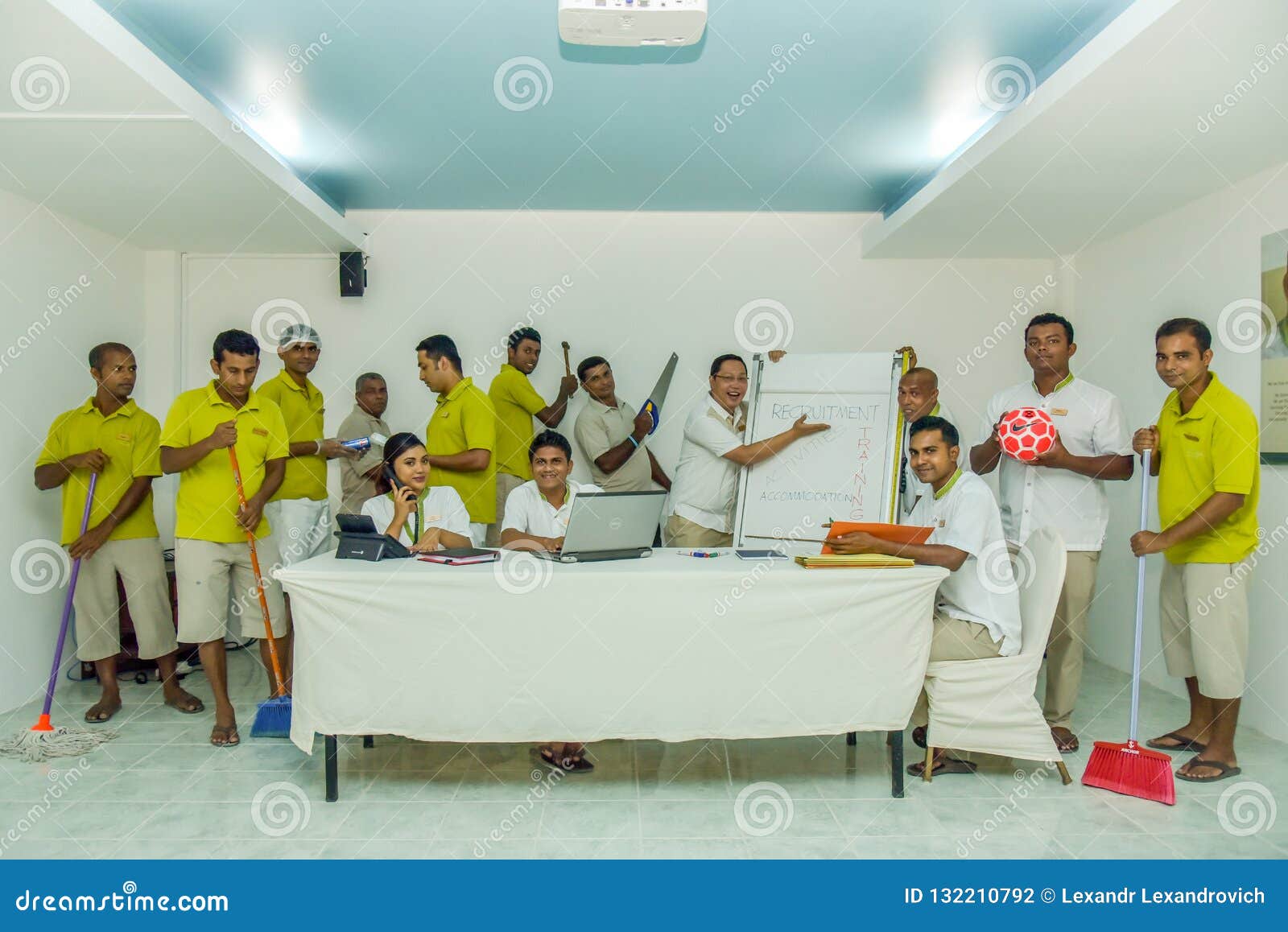 Resort Staff from Different Departments Gathered in Office Editorial ...