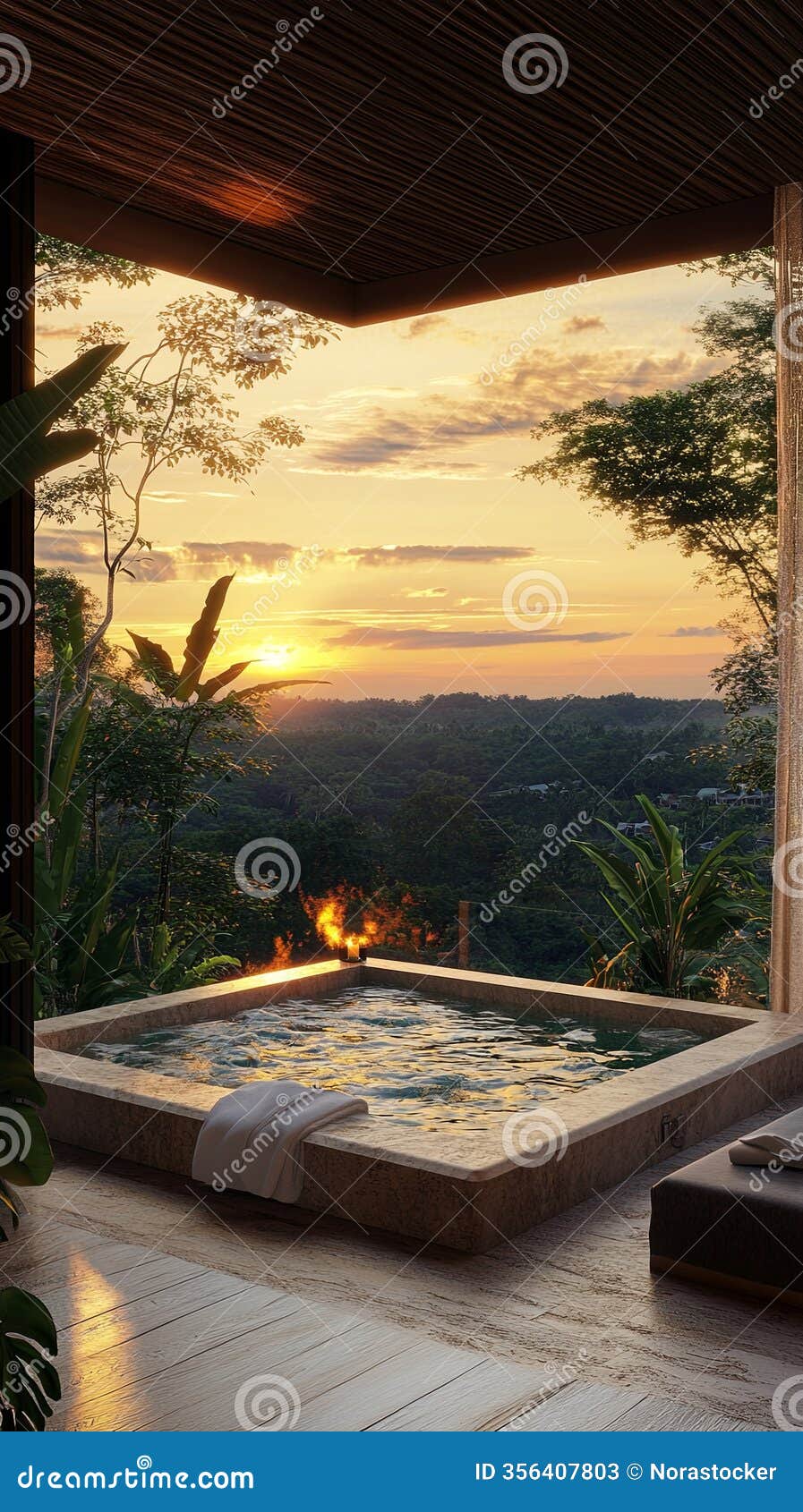 A Resort Suite with a Hot Tub and Views Stock Image - Image of blue ...