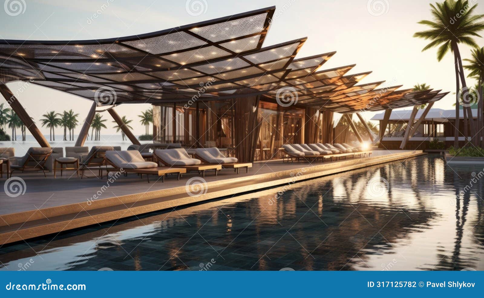 Resort Sunroof Made from Solar Panels. Stock Photo - Image of house ...