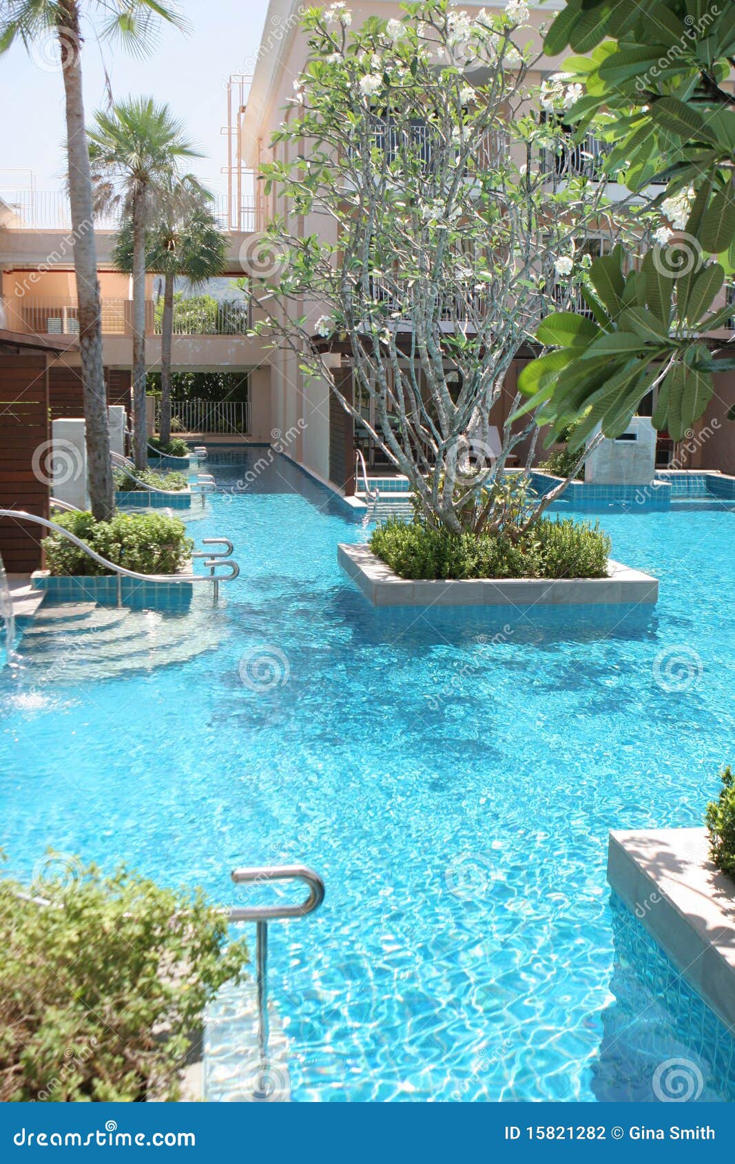 Resort swimming pool. stock photo. Image of exotic, pool - 15821282