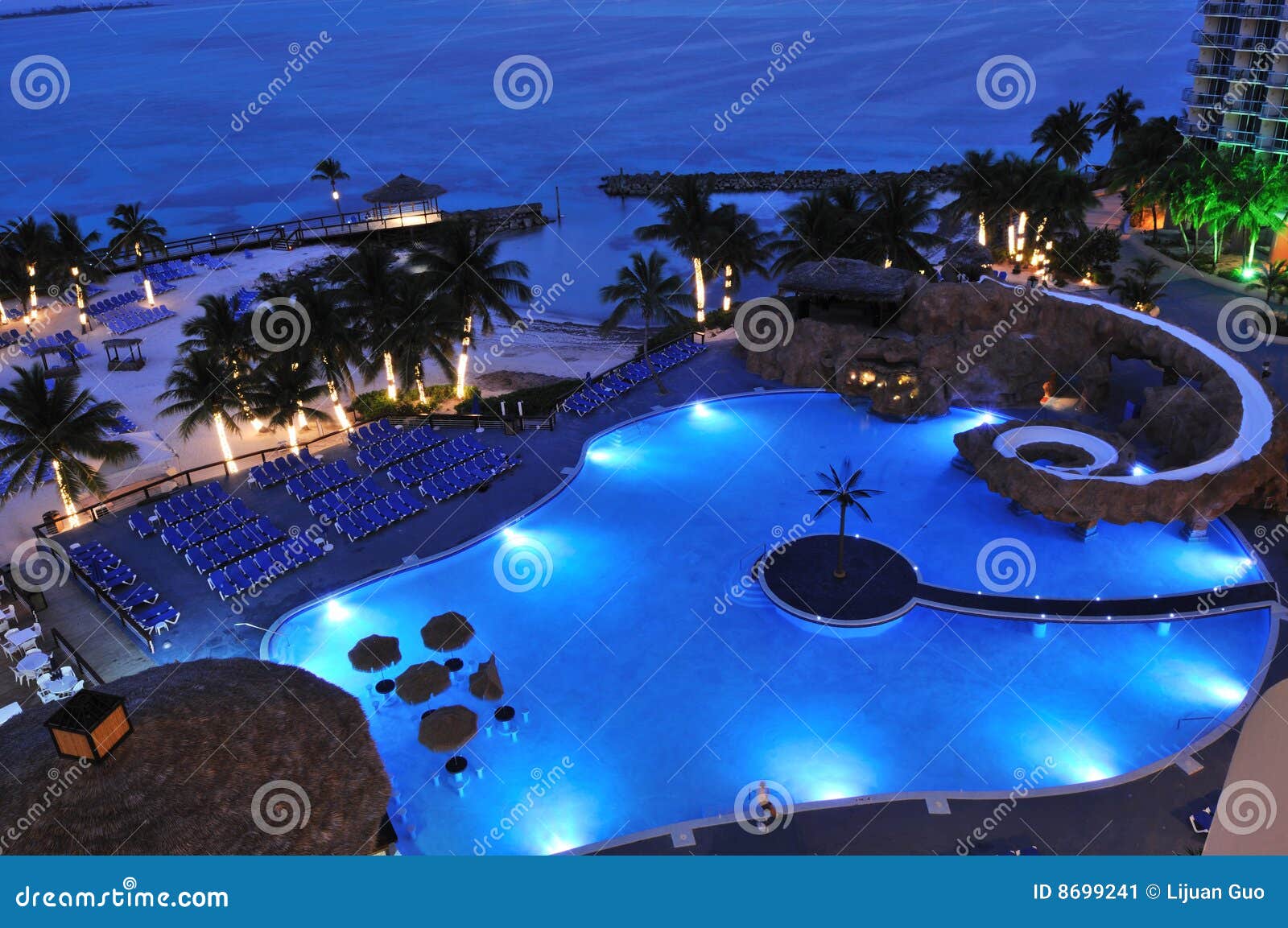 Resort with Swimming Pool by Caribbean Sea Stock Image - Image of ...