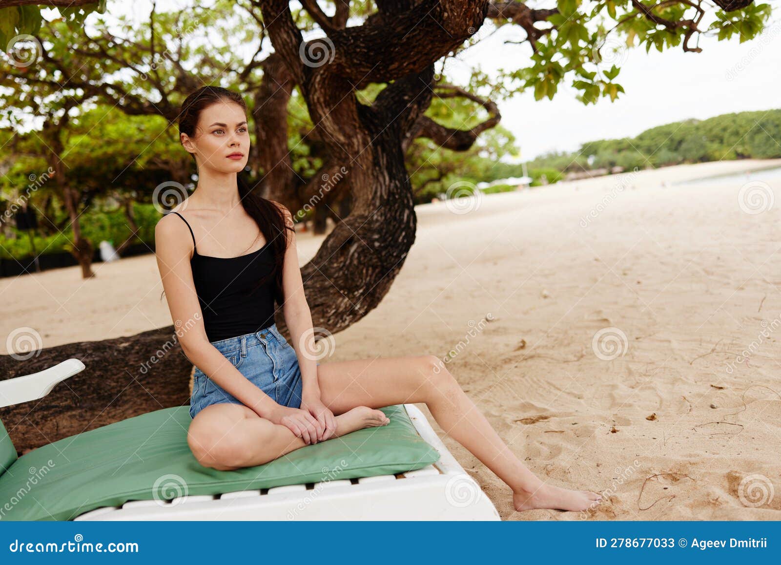 Sea Woman Young Resort Lying Smiling Ocean Sunbed Lifestyle Beach Sand