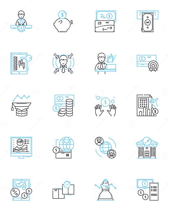 Resource Allocation Linear Icons Set Distribution Allocation