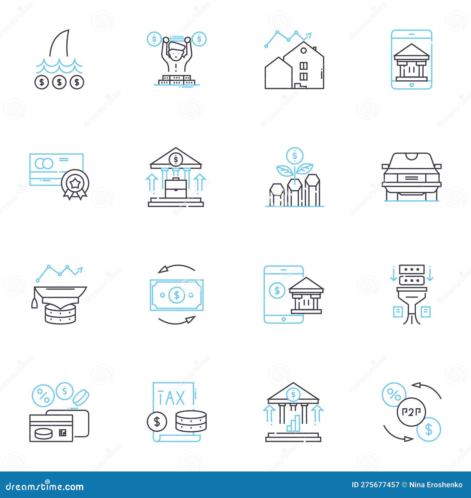 Resource Allocation Linear Icons Set Distribution Allocation