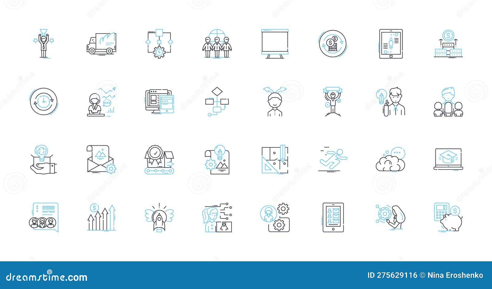 Resource Allocation Linear Icons Set Allocation Optimization