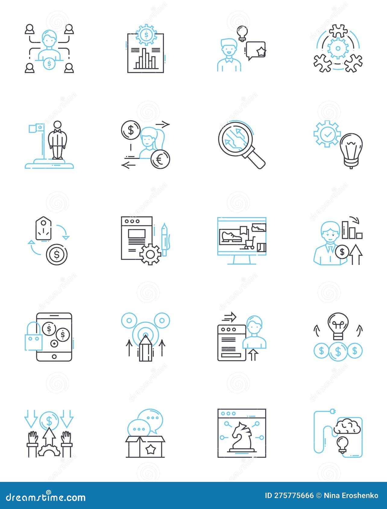 Resource Allocation Linear Icons Set. Prioritization, Optimization ...
