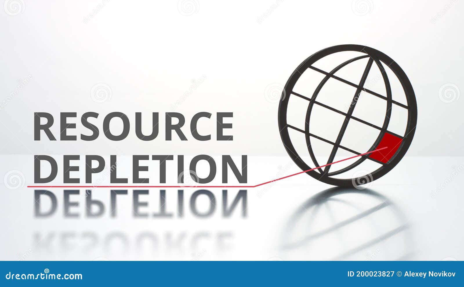 RESOURCE DEPLETION Text and Planet Icon. Environmental Problem Concept ...