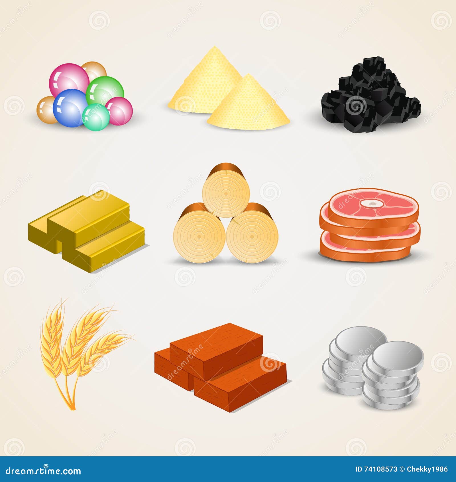 Resource icons for games stock vector. Illustration of food - 74108573