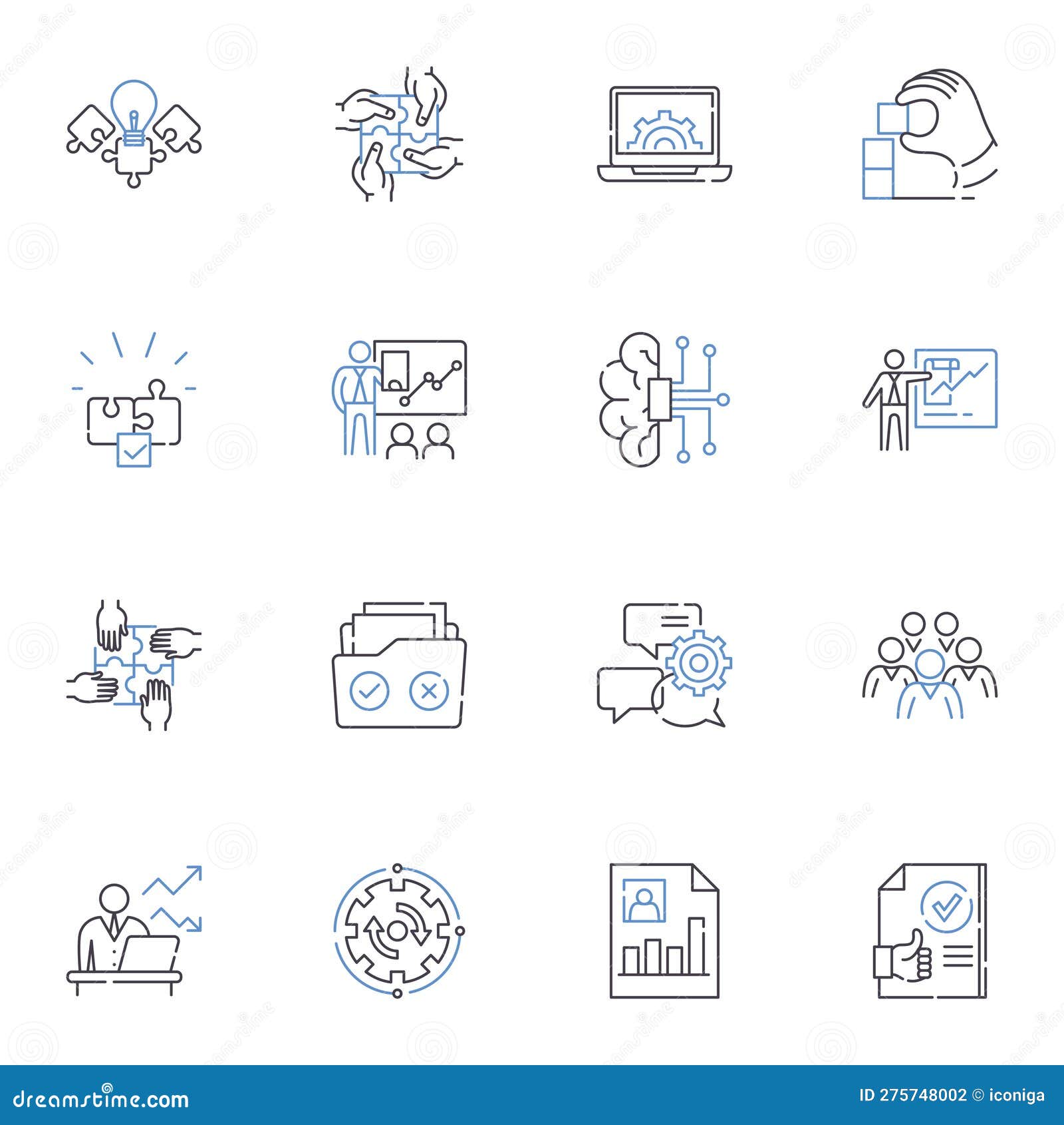 Resource Management Line Icons Collection Allocation Asset Capacity