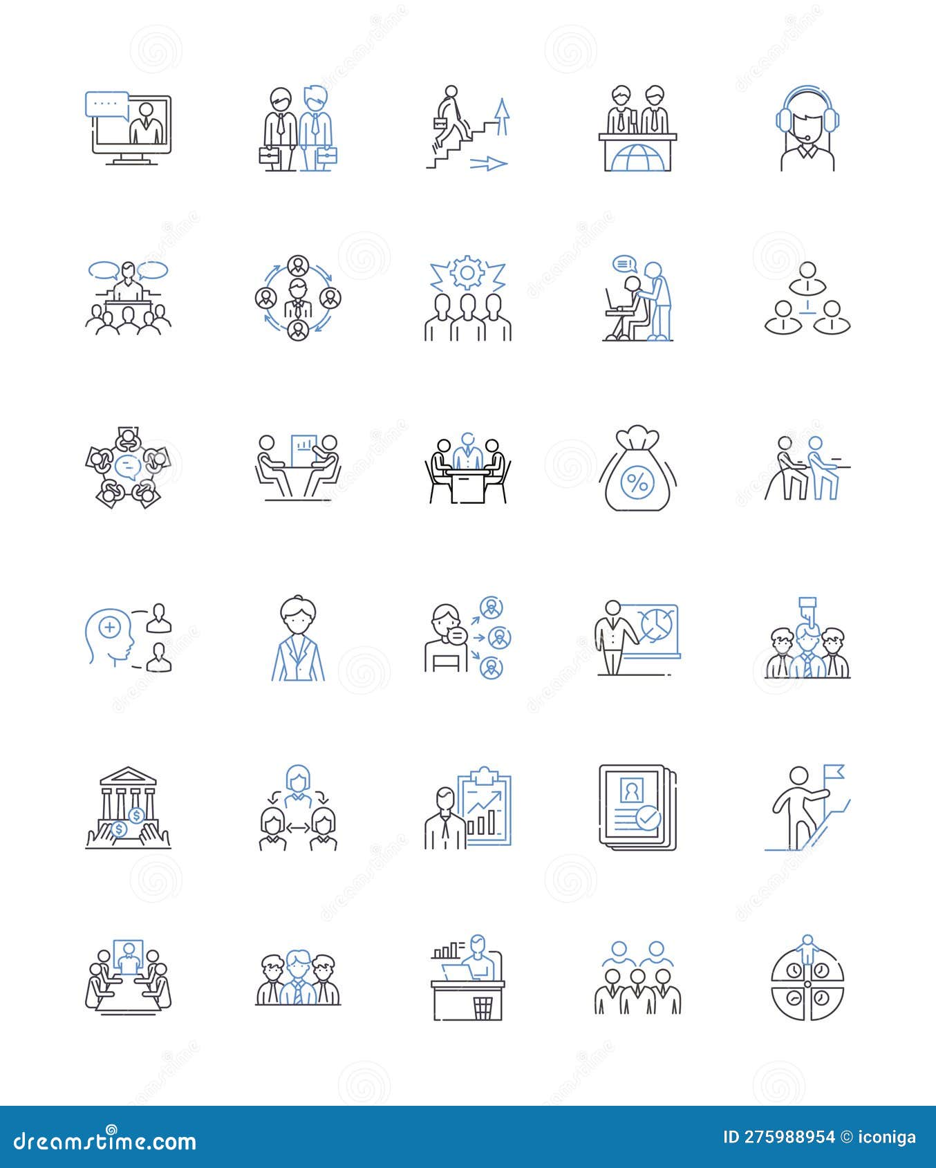 Resource Management Line Icons Collection Allocation Optimization