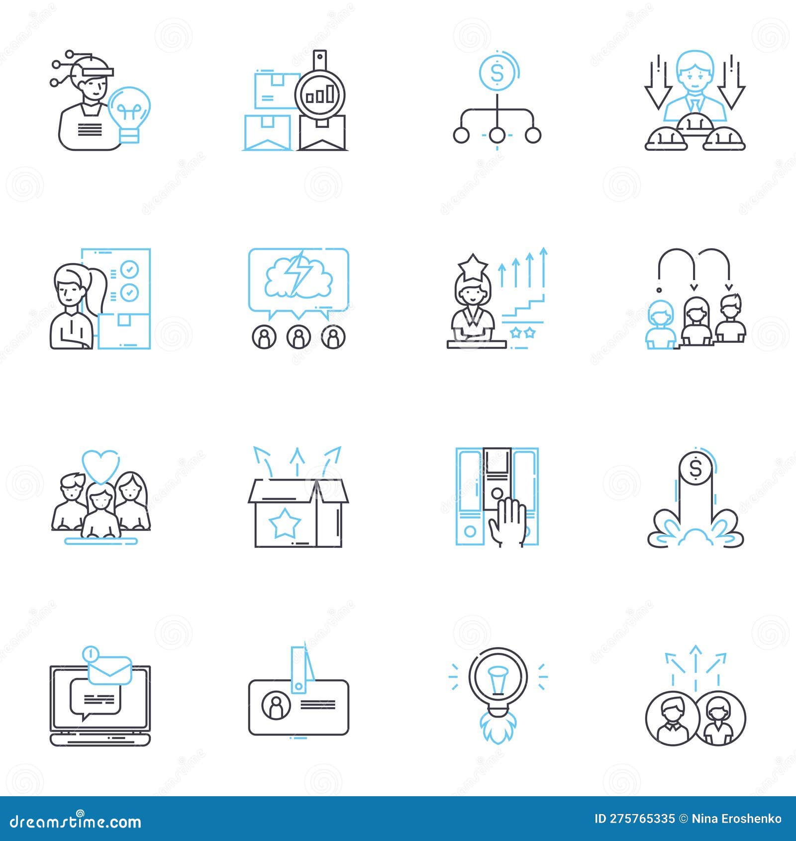 Resource Management Linear Icons Set Allocation Optimization