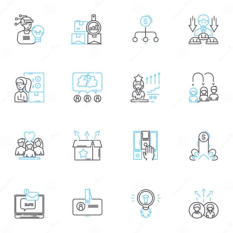 Resource Management Linear Icons Set. Allocation, Optimization, Distribution, Efficiency ...