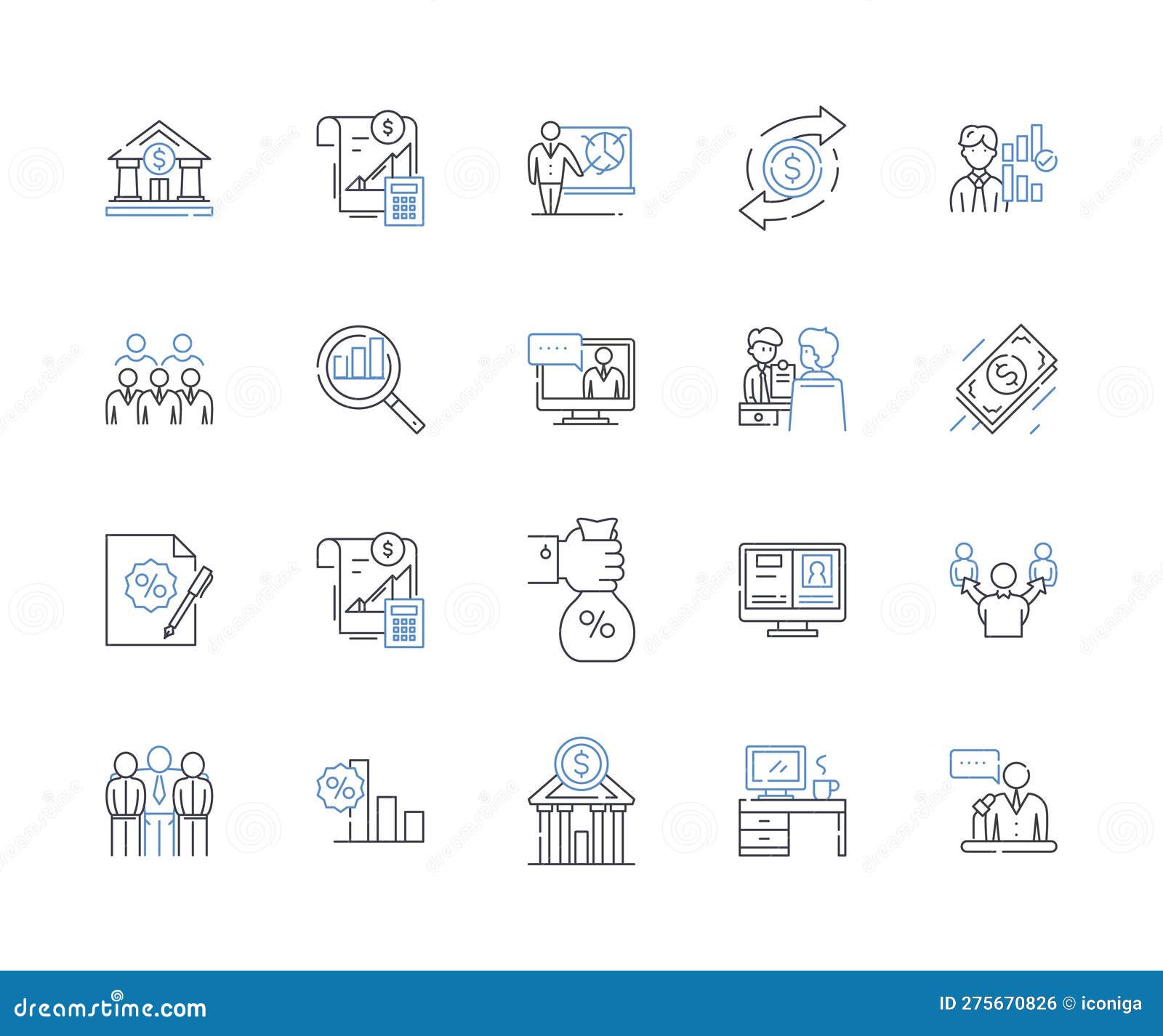 Resource Management Line Icons Collection Allocation Optimization